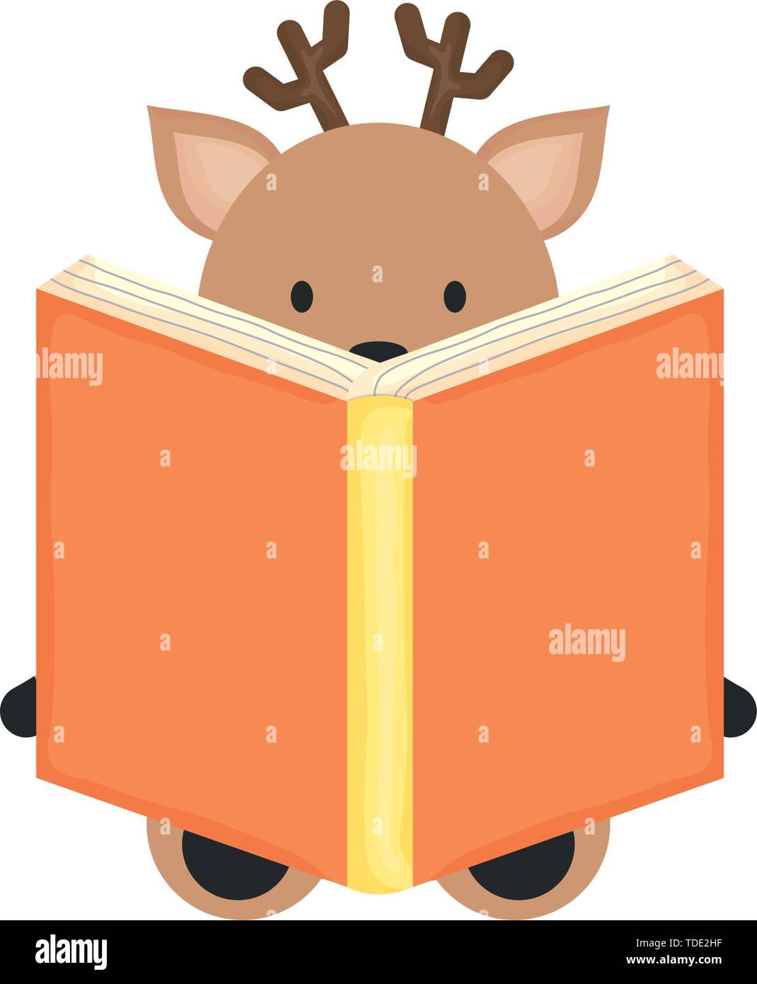cute reindeer reading book character vector illustration design Stock ...