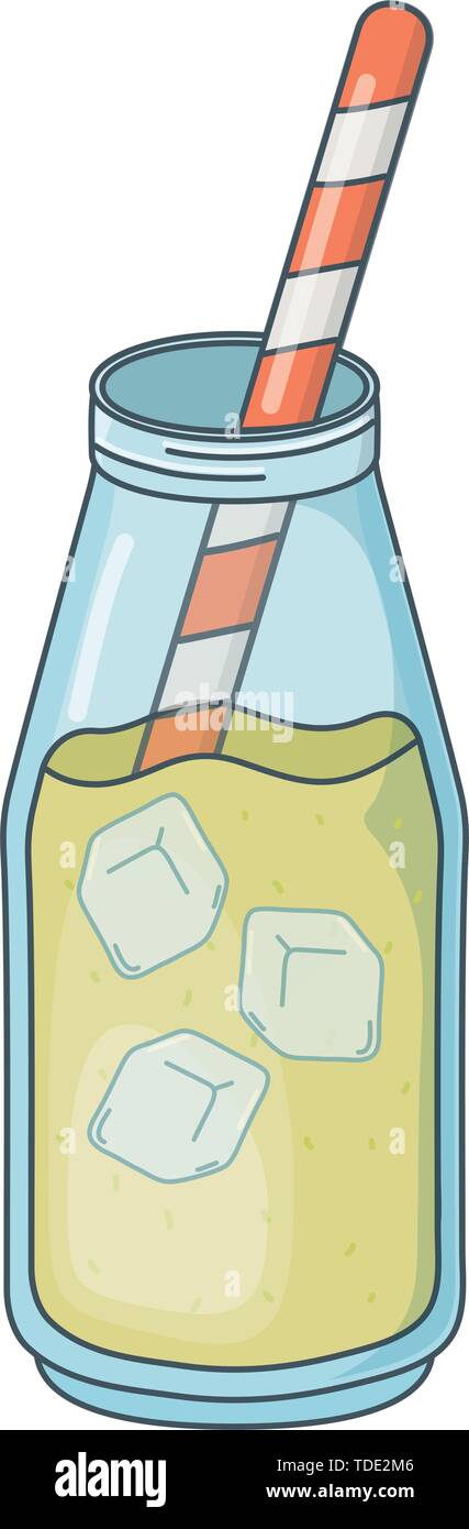 delicious tasty refresh fruit lemonade lemon juice mason jar cartoon ...