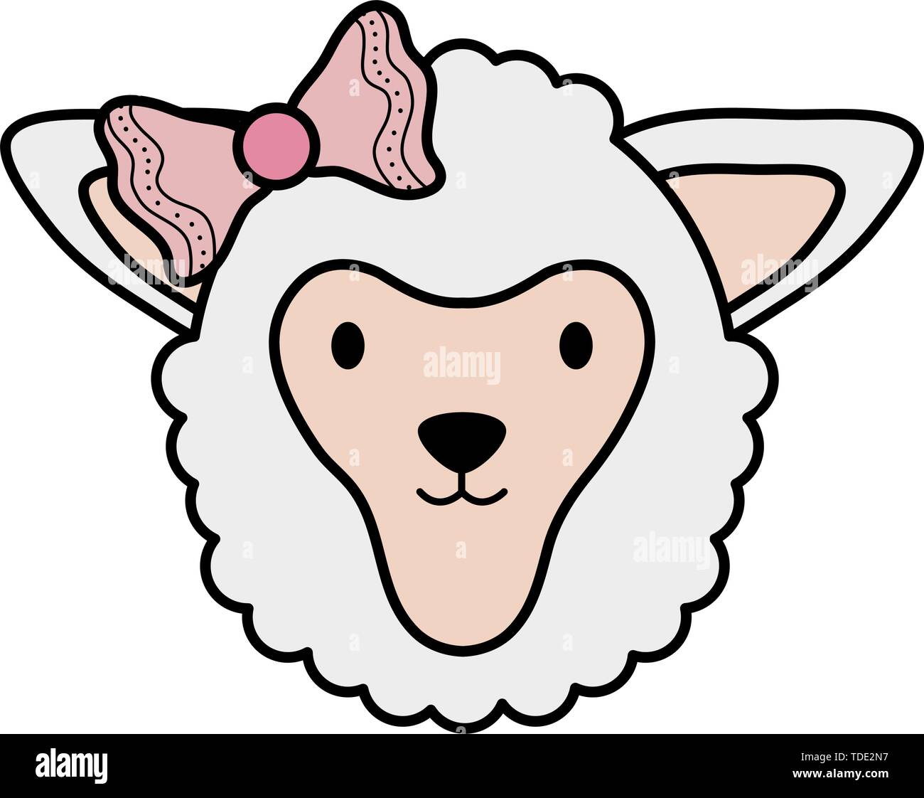 cute female sheep childish character vector illustration design Stock ...