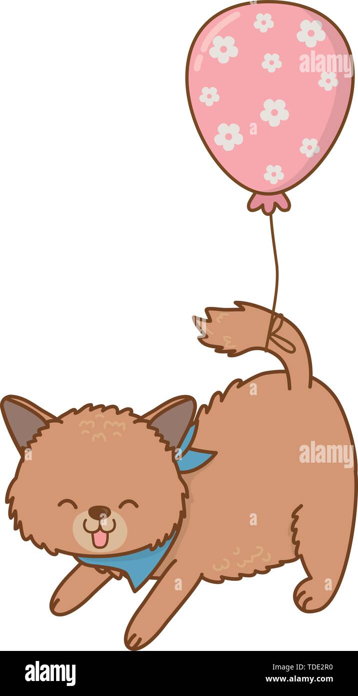 cute pet little animal kitty cat birthday party concept cartoon vector ...