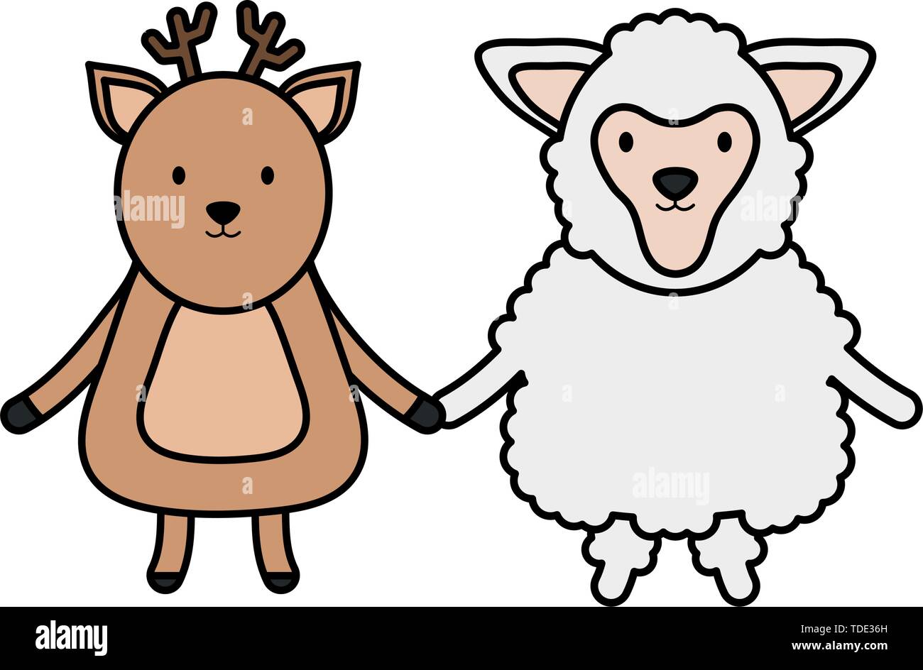 cute sheep and reindeer childish vector illustration design Stock ...