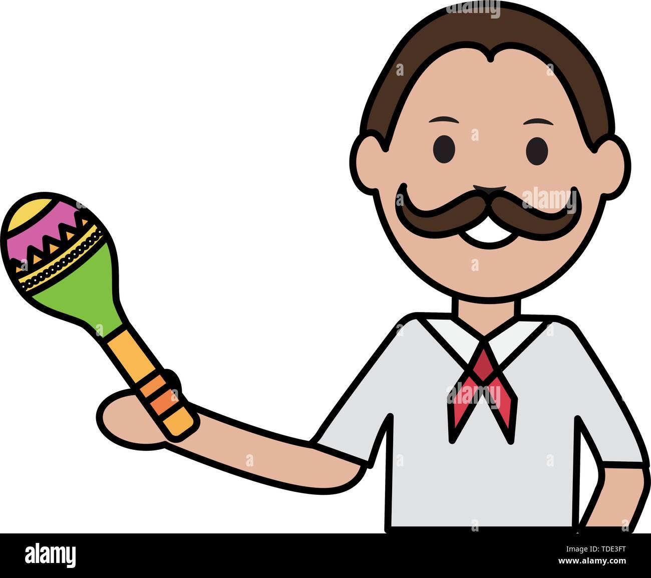 mexican man with maraca character vector illustration design Stock ...
