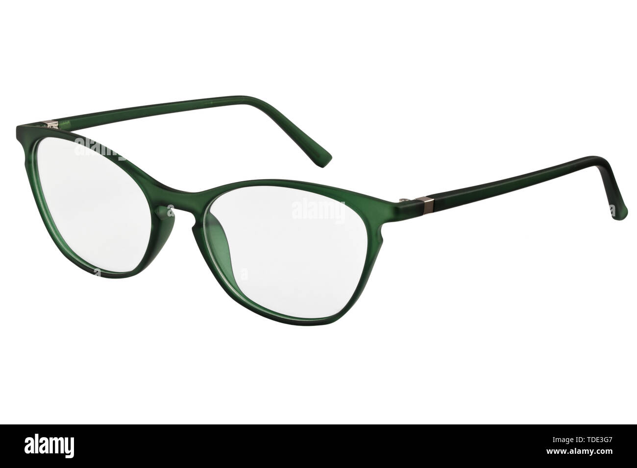 Green glasses for vision on a white background. File contains clipping ...