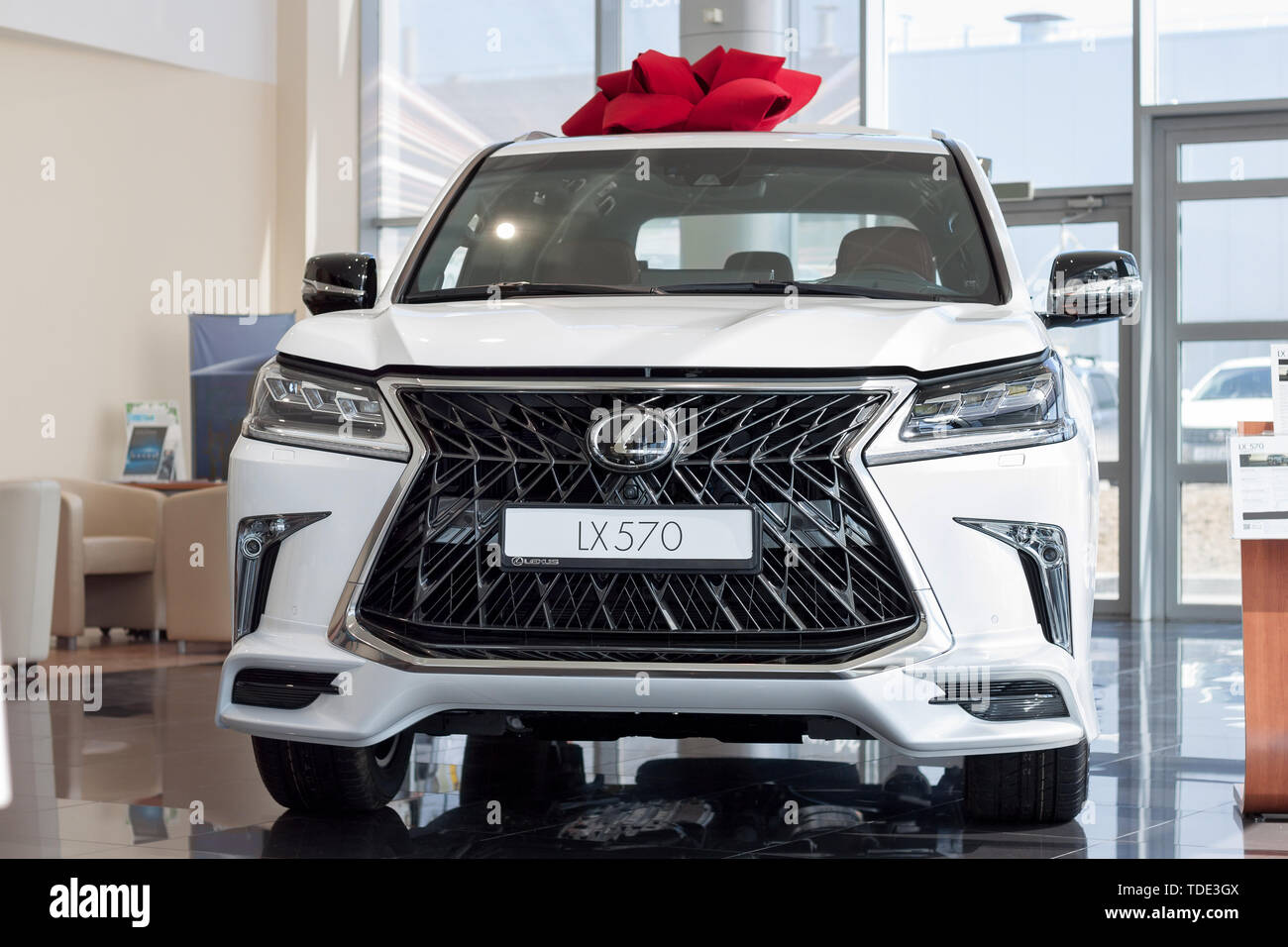 Russia, Izhevsk - April 21, 2018: Showroom Lexus. New vehicle Lexus ...