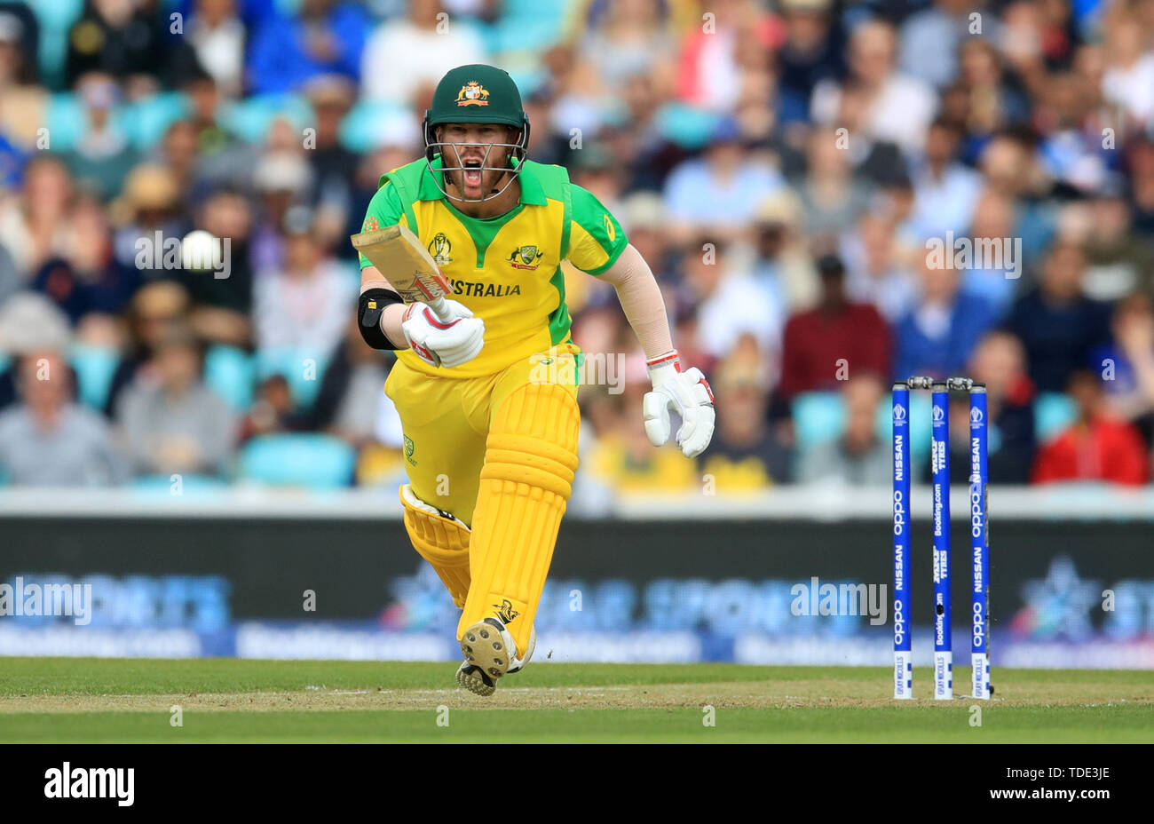 Australia's David Warner during the ICC Cricket World Cup group stage ...