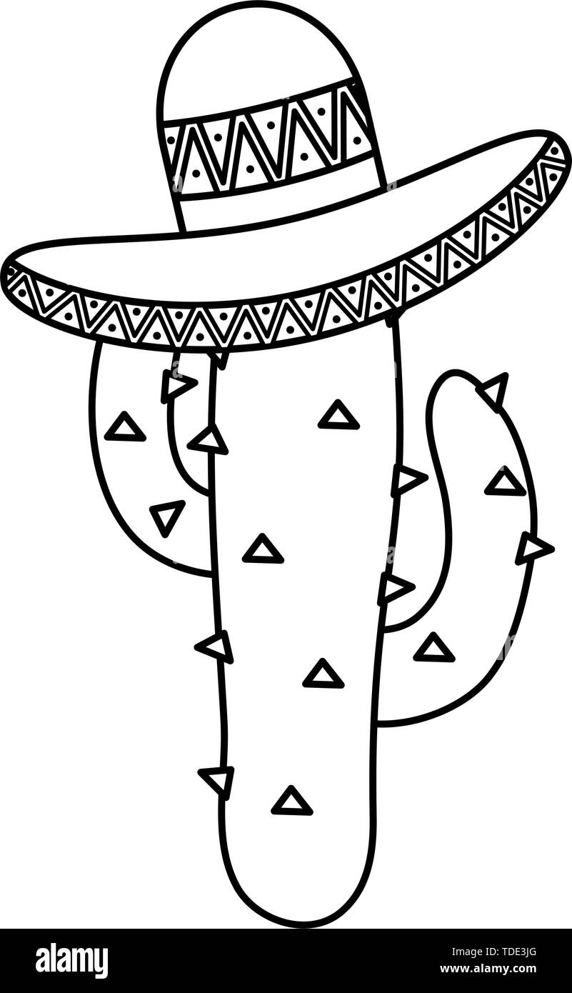 cactus plant with mexican hat vector illustration design Stock Vector ...