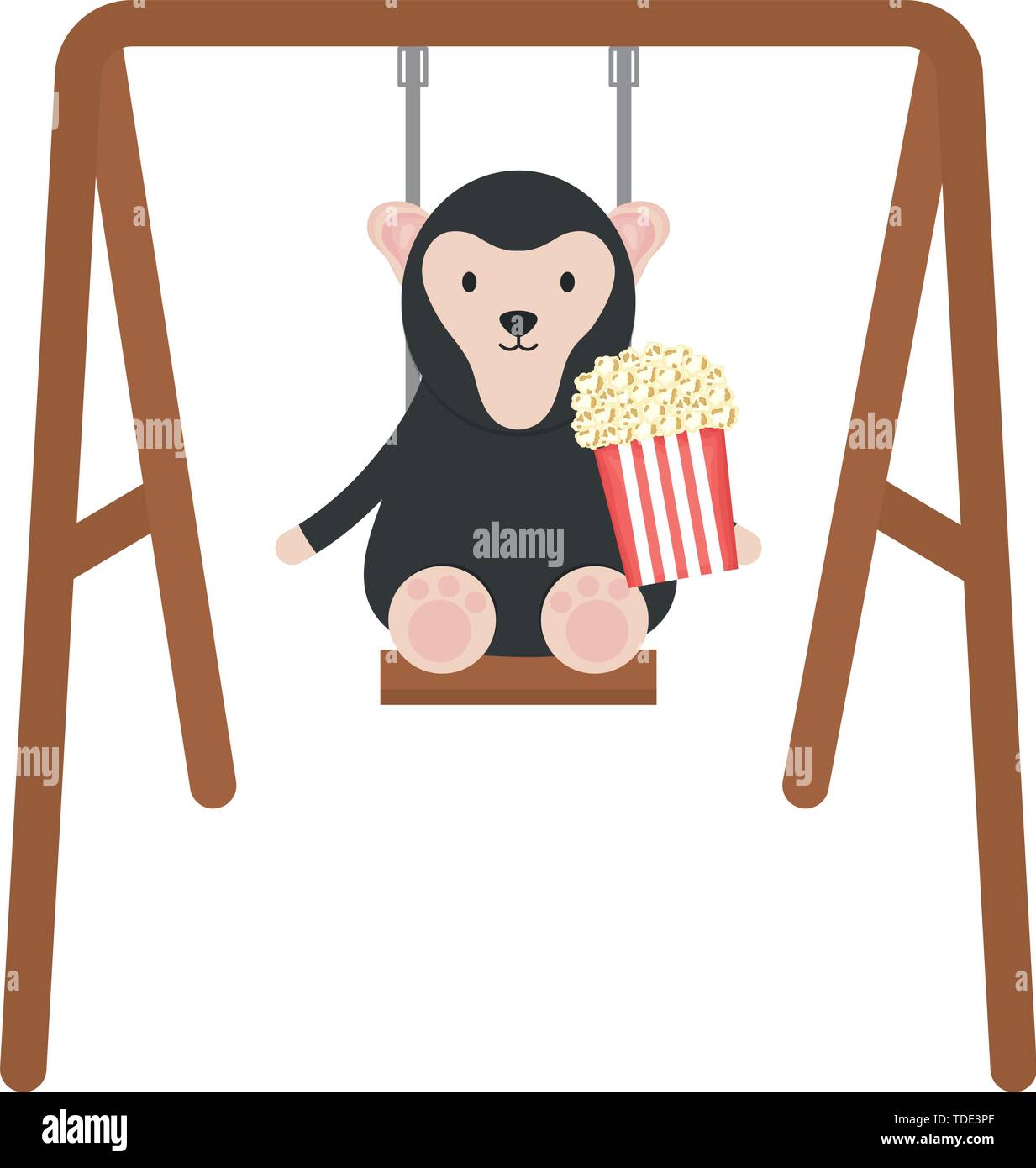 cute monkey with popcorn in swing vector illustration design Stock ...