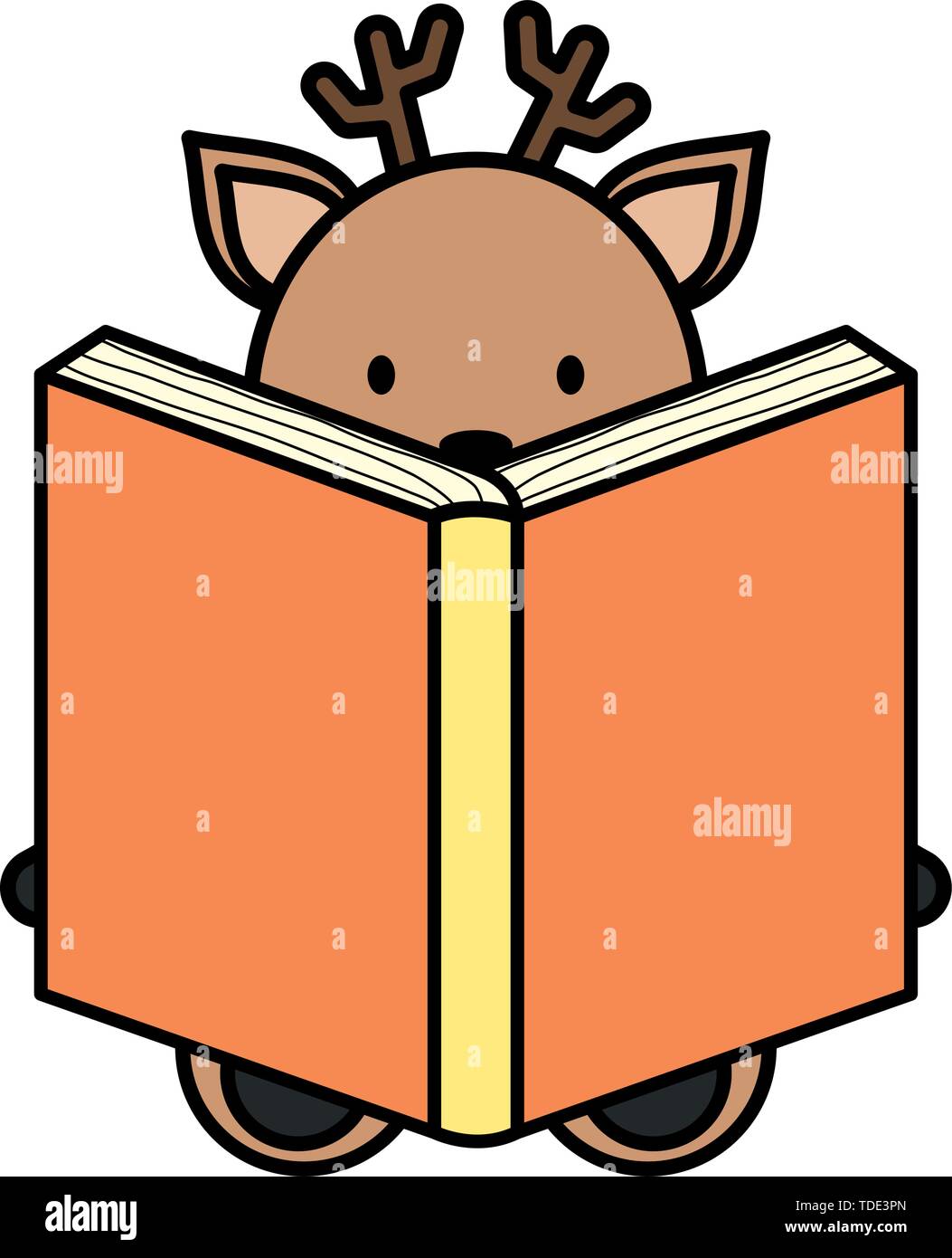 cute reindeer reading book character vector illustration design Stock ...