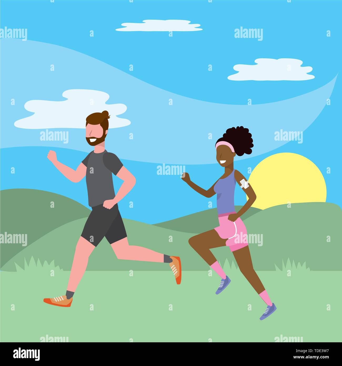 fitness exercise couple running workout healthy fit lifestyle outdoor ...