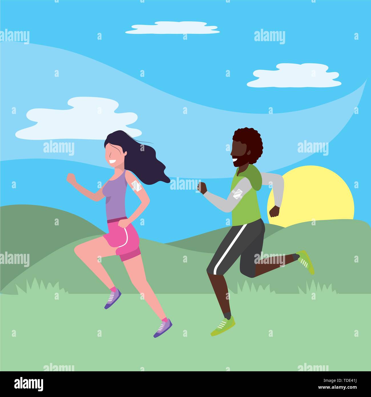 fitness exercise couple running workout healthy fit lifestyle outdoor ...