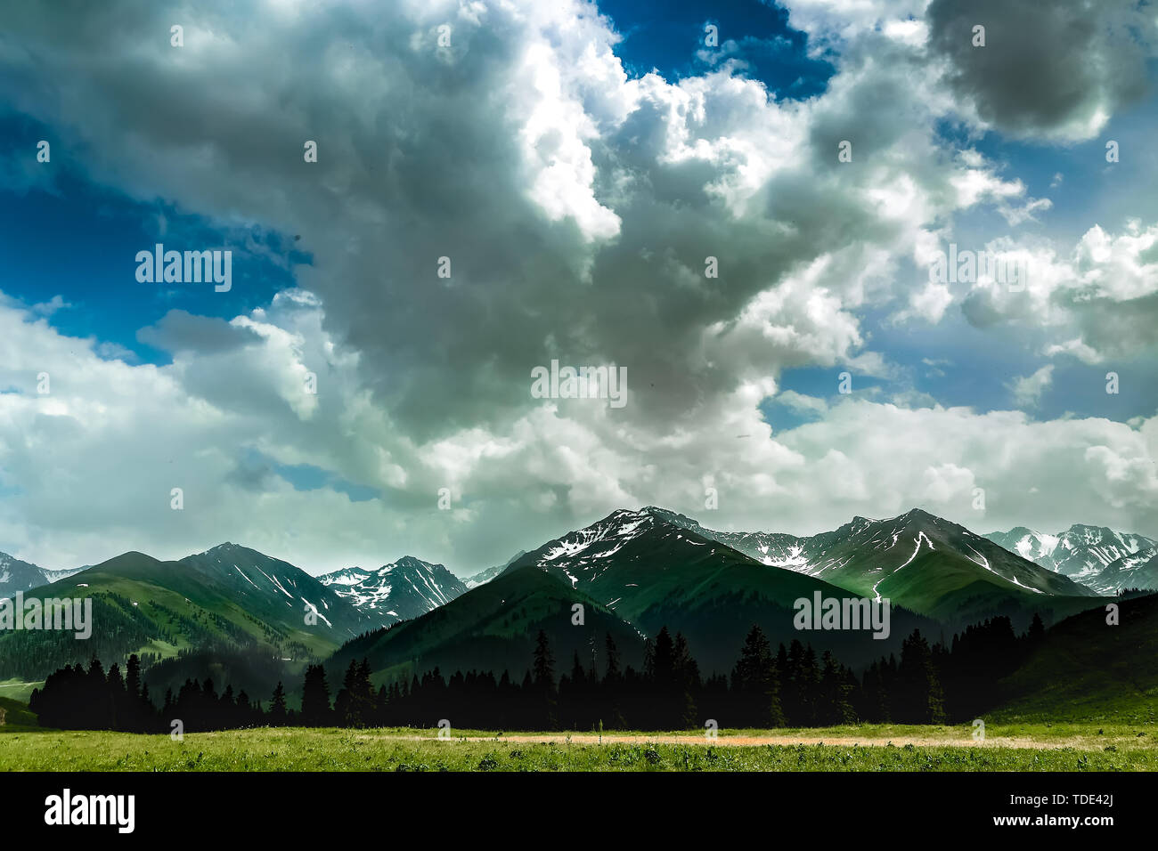 Snow Mountain of Narati Prairie, Xinjiang Stock Photo - Alamy