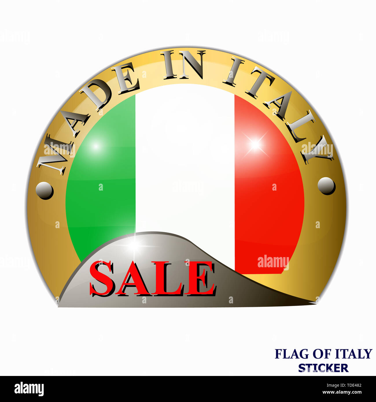 Made in Italy sticker.Bright sticker with italian flag. Happy Italy day ...