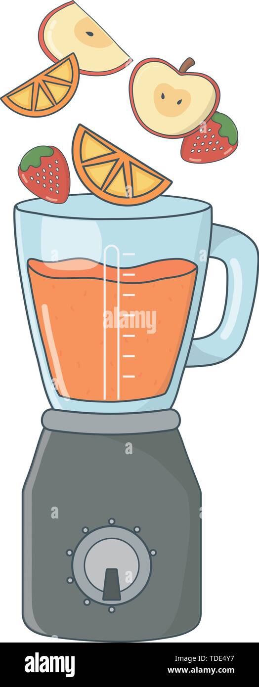 delicious healthy fruits mix smoothie inside blender cartoon vector ...