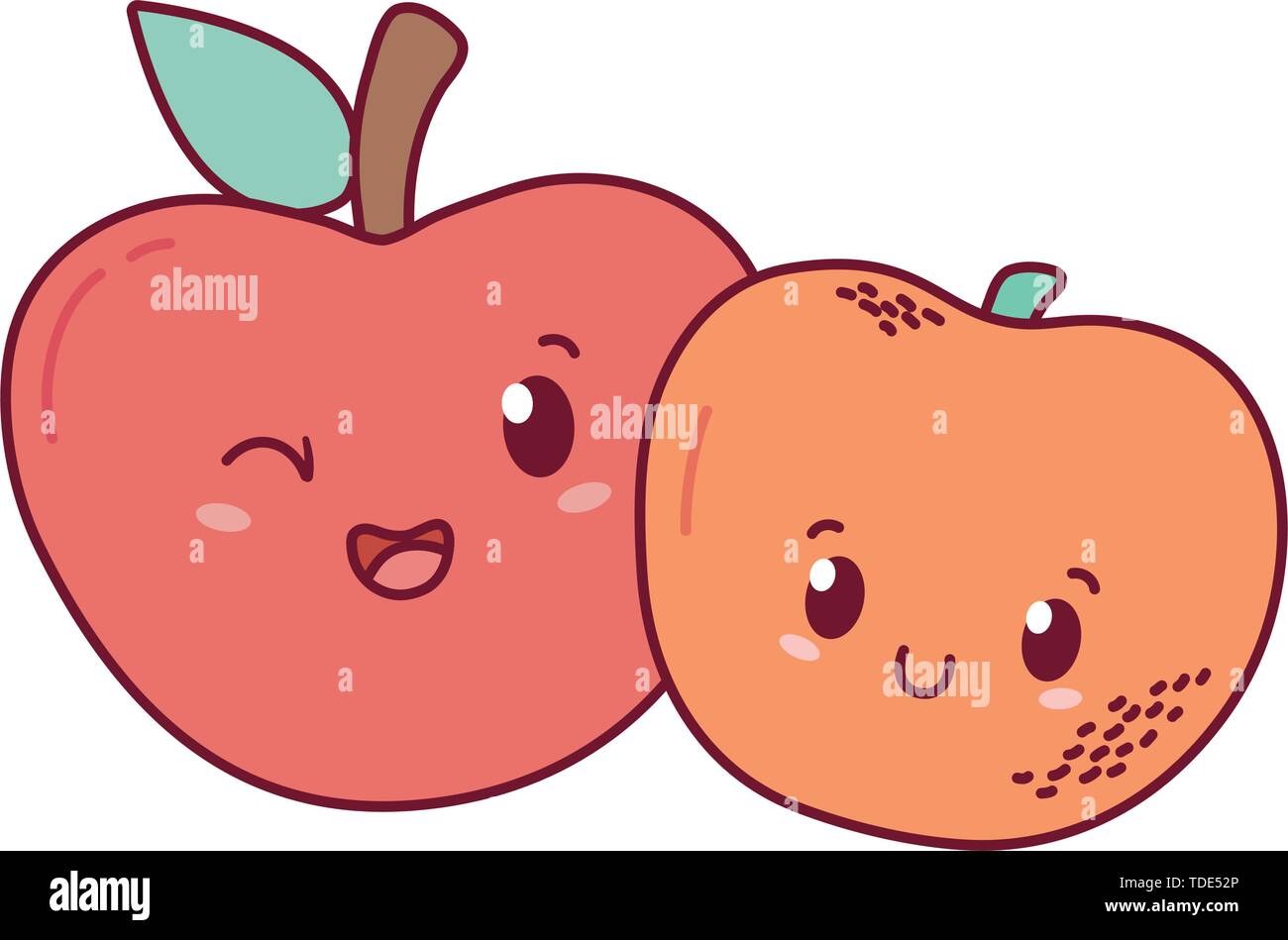 delicious tasty sweet fruits apples cartoon vector illustration graphic ...