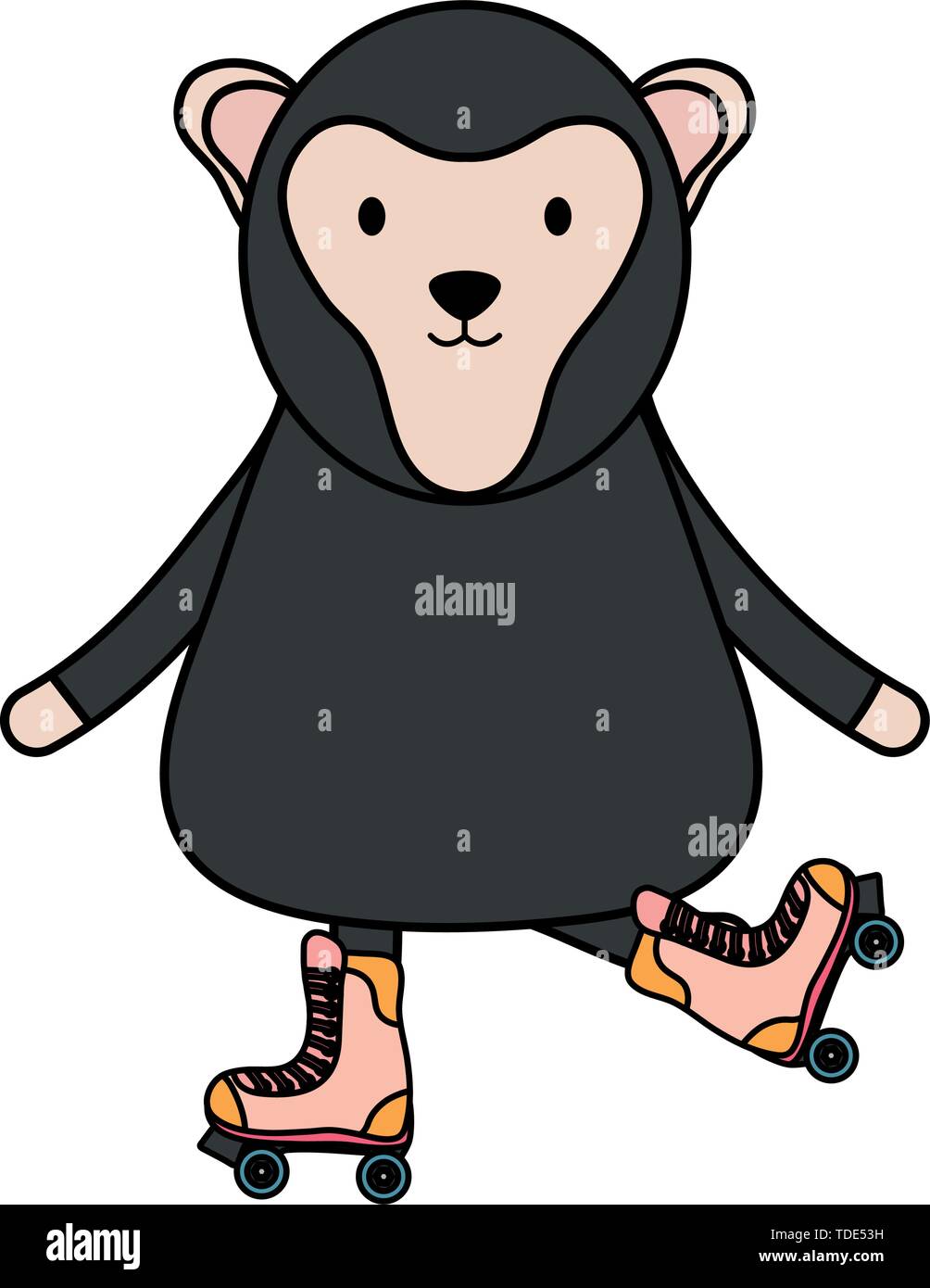cute monkey in skates childish character vector illustration design ...