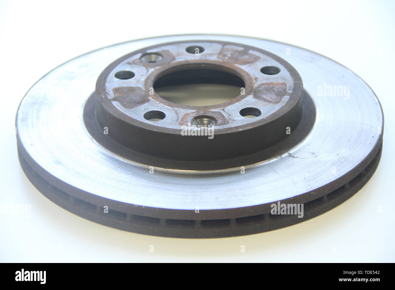 One old car brake disc isolated on white background, São Paulo, Brazil ...