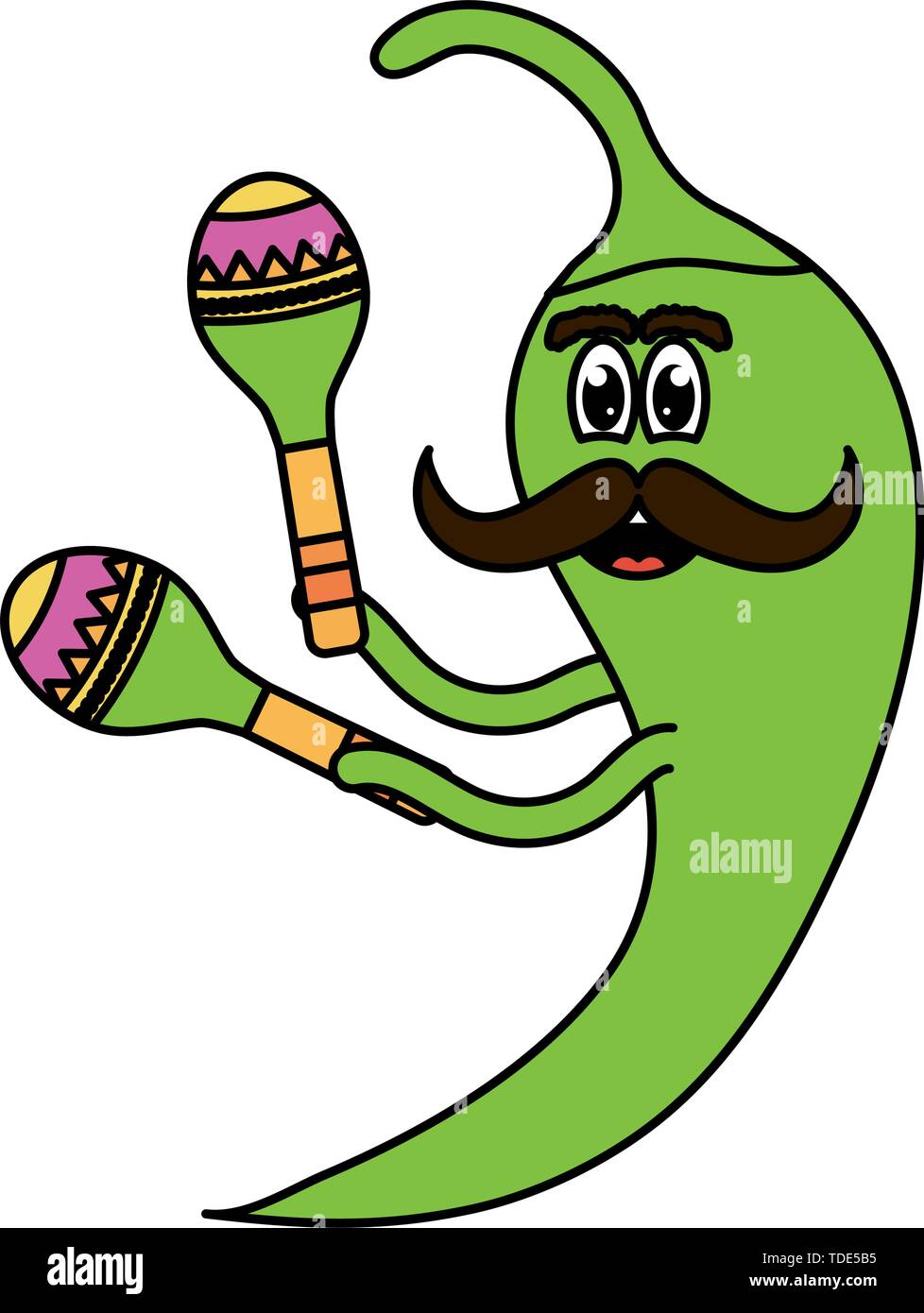chilli pepper with maracas comic character vector illustration design ...