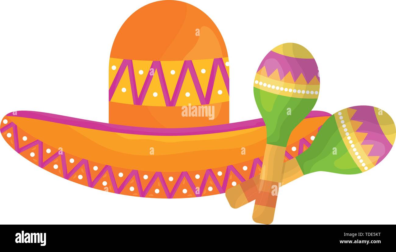 mexican hat with maracas vector illustration design Stock Vector Image ...