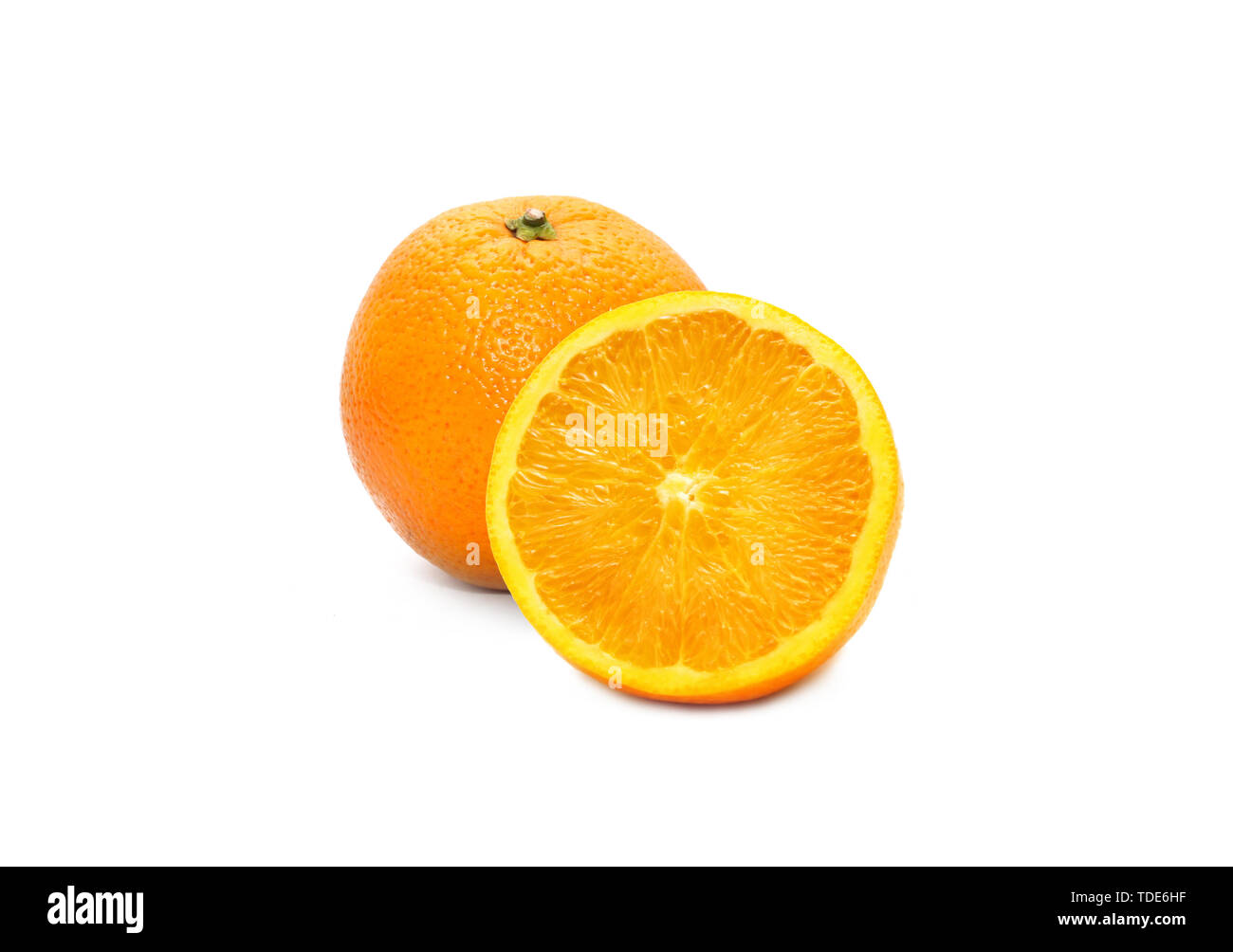 two oranges on a white background Stock Photo - Alamy
