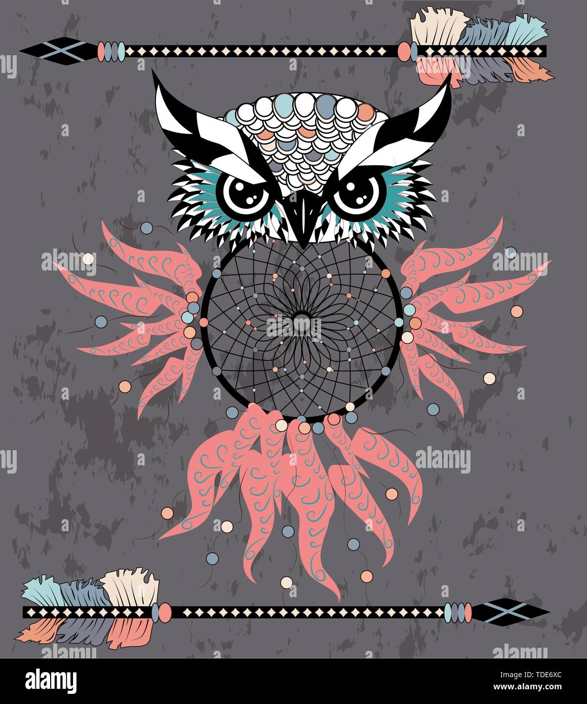 Dreamcatcher owl boho style cartoon character abstract bohemian object ...