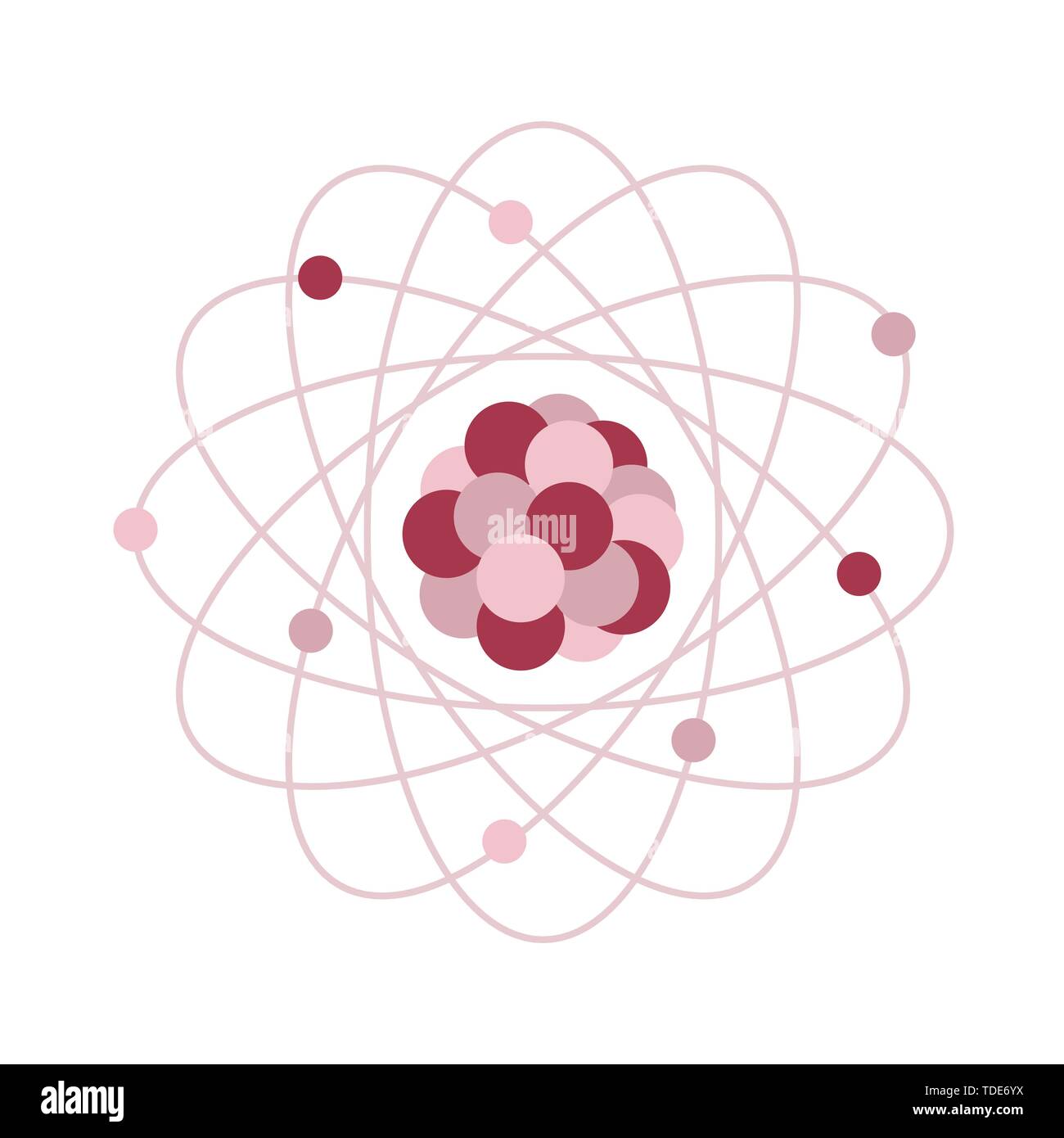 Vector illustration with atomic structure. Print with symbol of nuclear ...