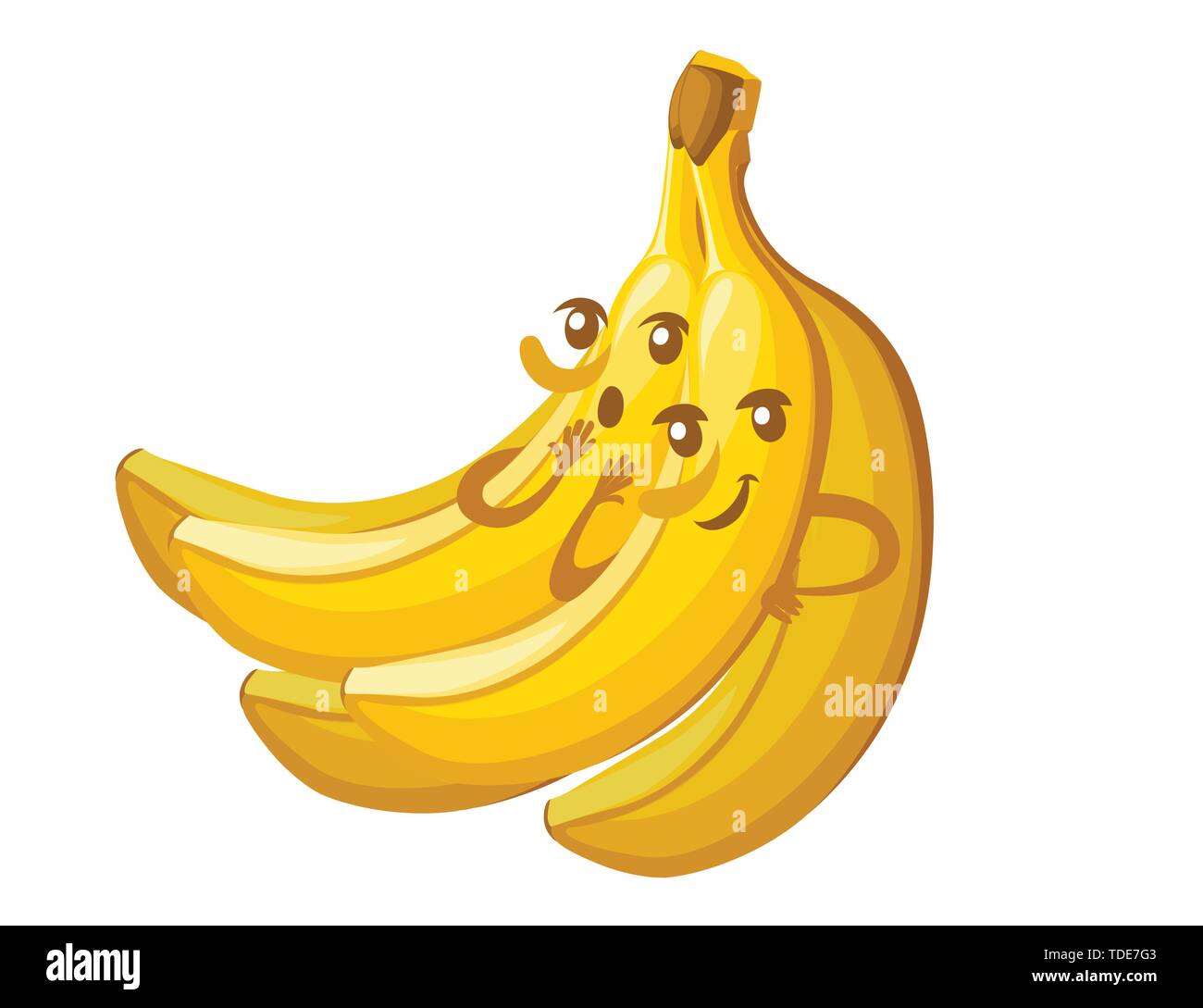 Bunch of yellow bananas edible tropical fruit berry cartoon character ...