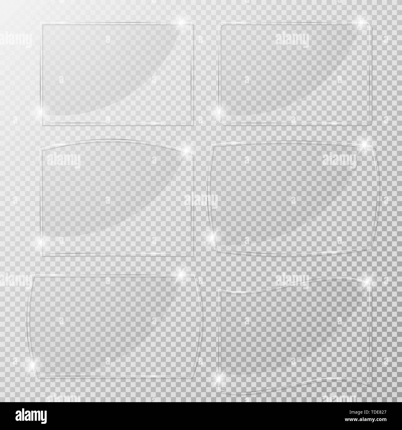 Vector set of glass plates for banner on a transparent background Stock ...