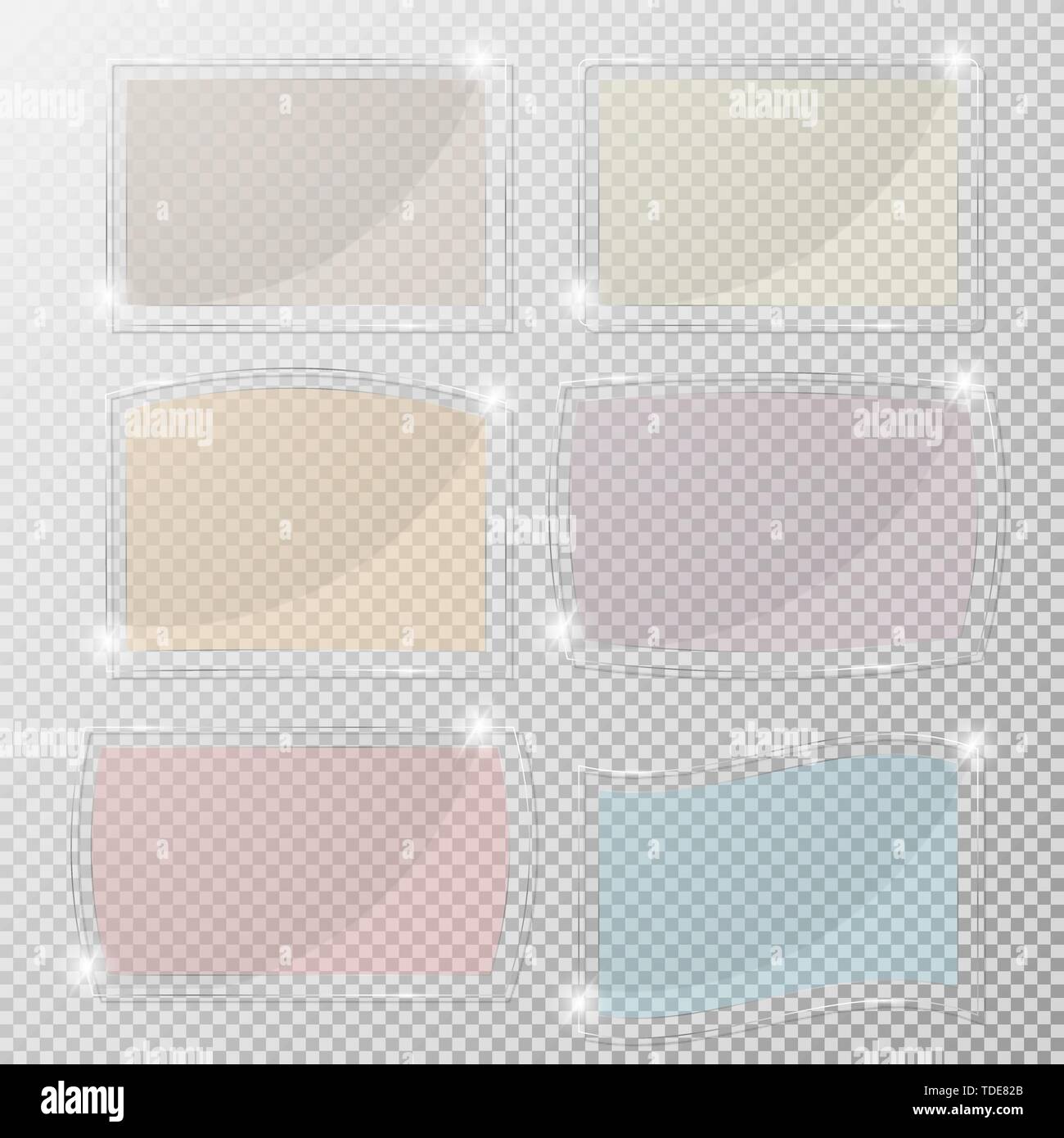Vector set of colored glass plates for banner on a transparent ...