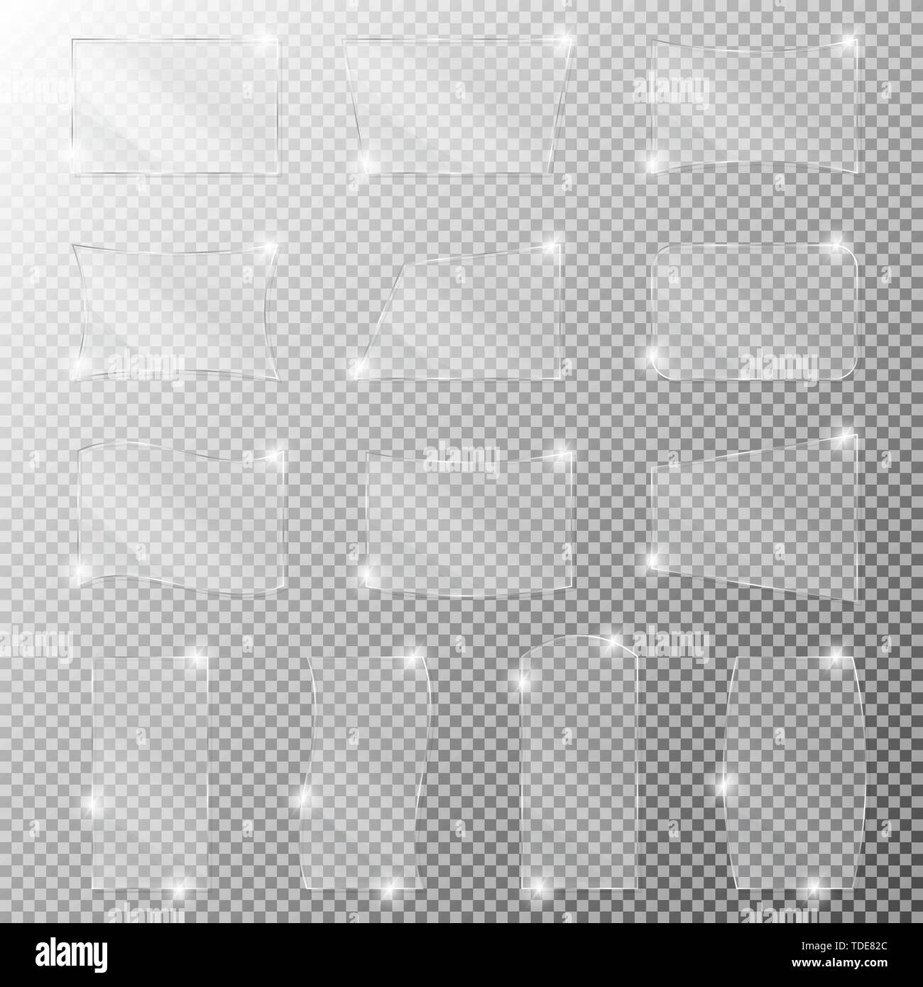 Vector set of glass plates for banner on a transparent background Stock ...