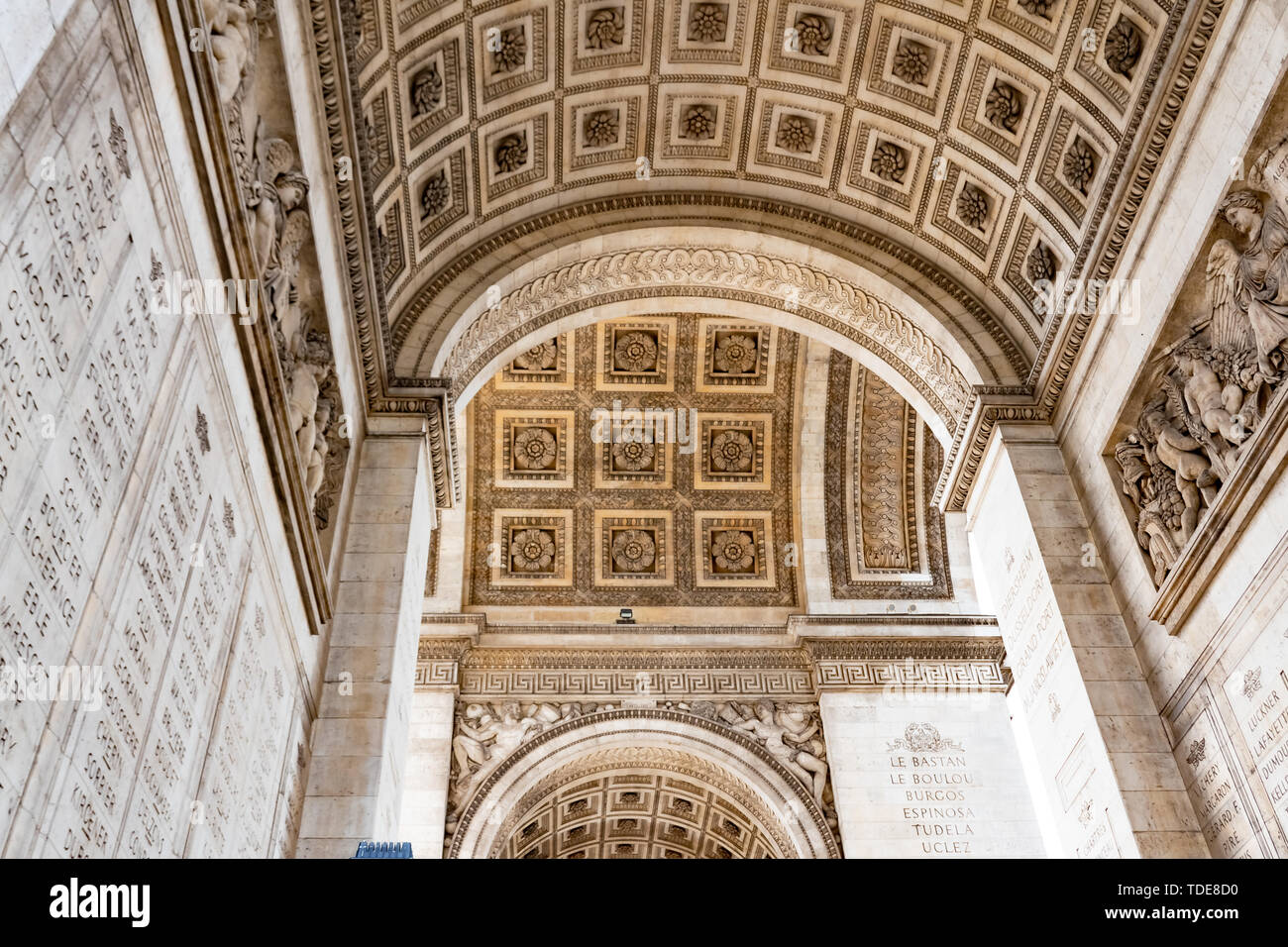Architecture of the Arch of Triumph or Arc de Triomphe, Champs-Elysees ...