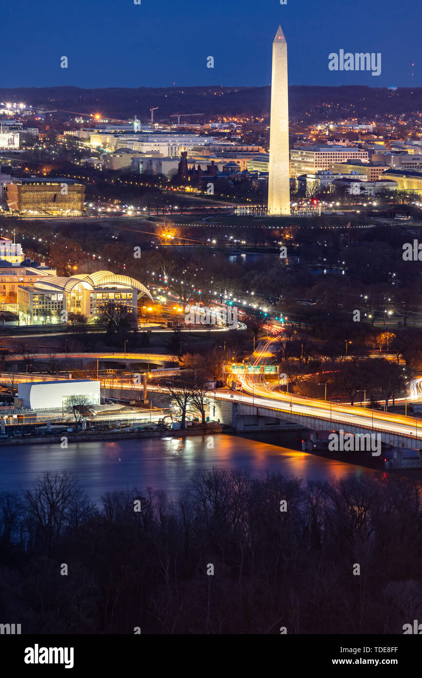 Aerial view of Washington DC cityscape from Arlington Virginia USA ...