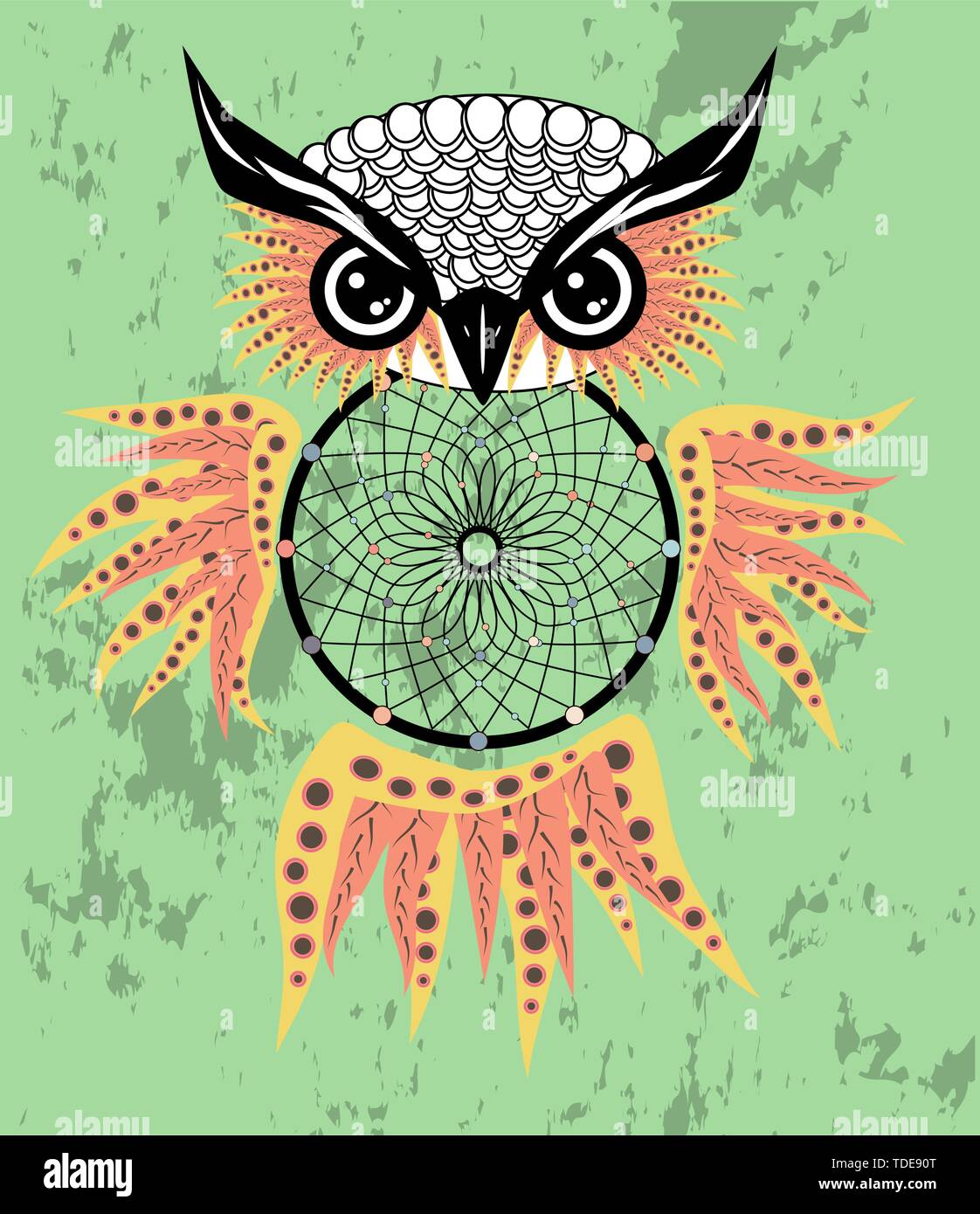 Dreamcatcher owl boho style cartoon character abstract bohemian object ...