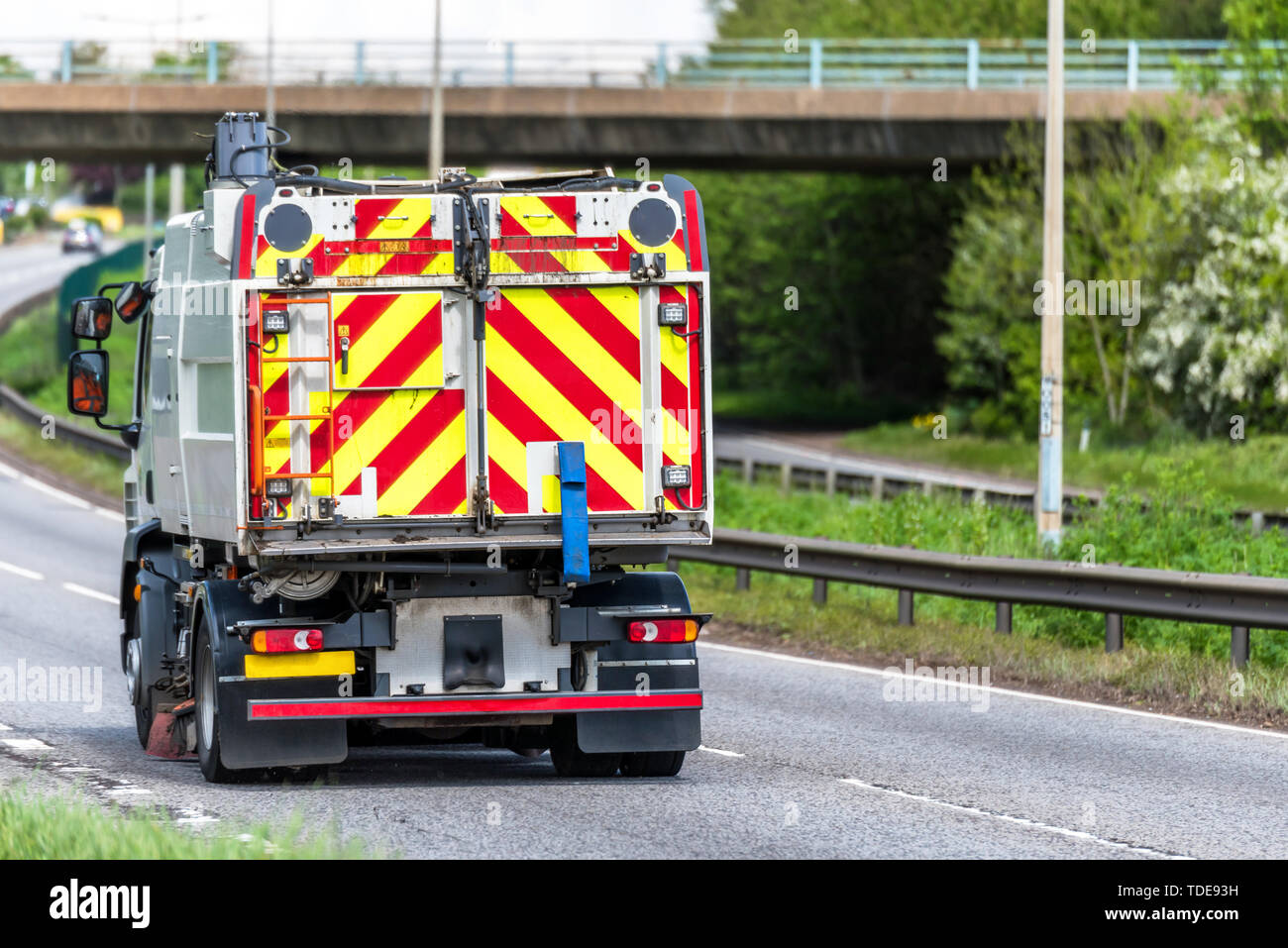 road maintenance tanker lorry truck on uk motorway in fast motion Stock ...