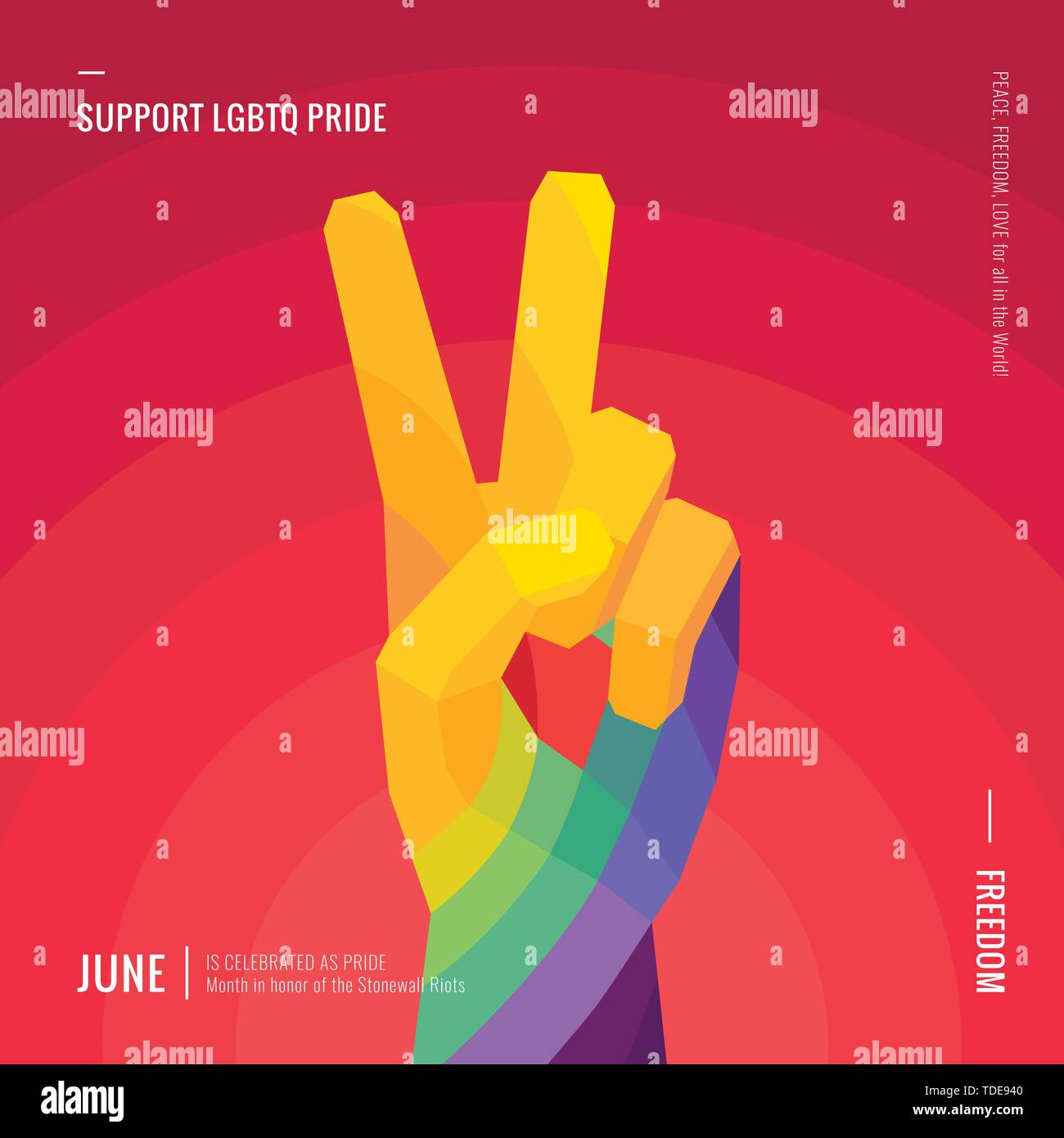 LGBT Honor Society. Freedom hand sign. Colorful design. Freedom. Love ...