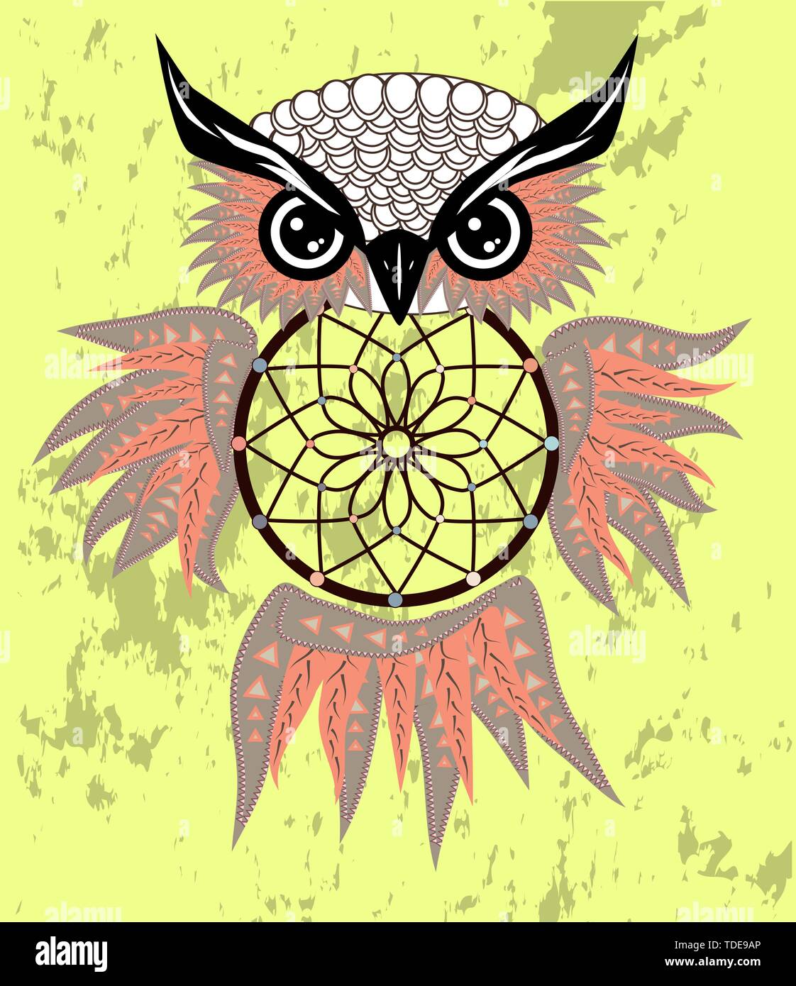 Dreamcatcher with owl. Zentangle. Abstract bird. Mystic symbol ...