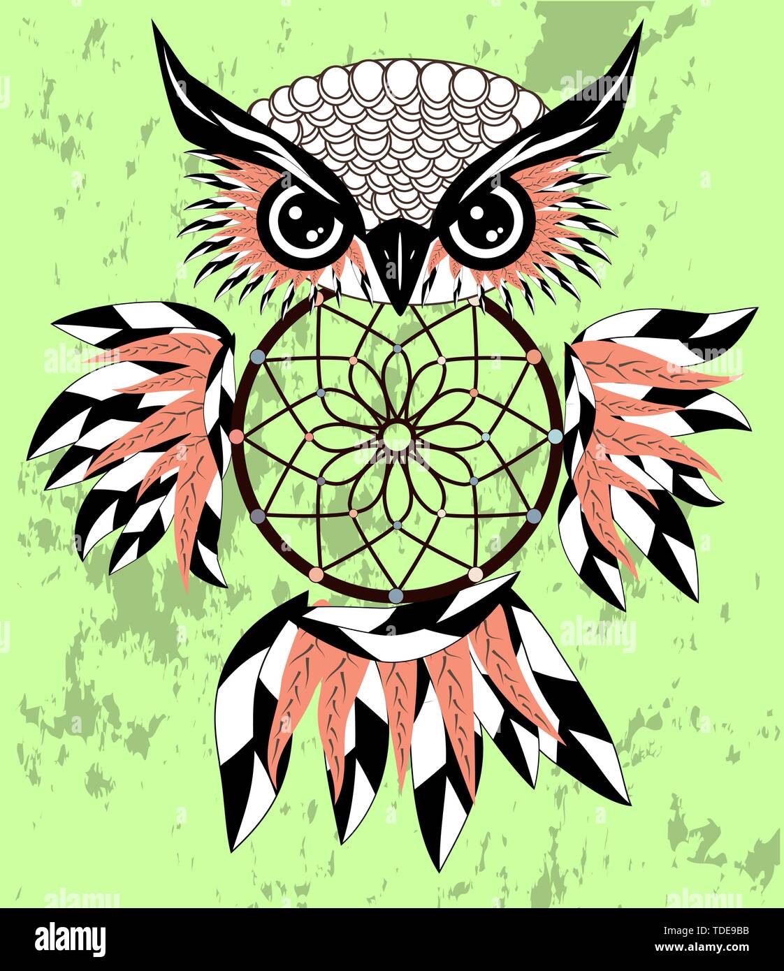 Dreamcatcher owl boho style cartoon character abstract bohemian object ...