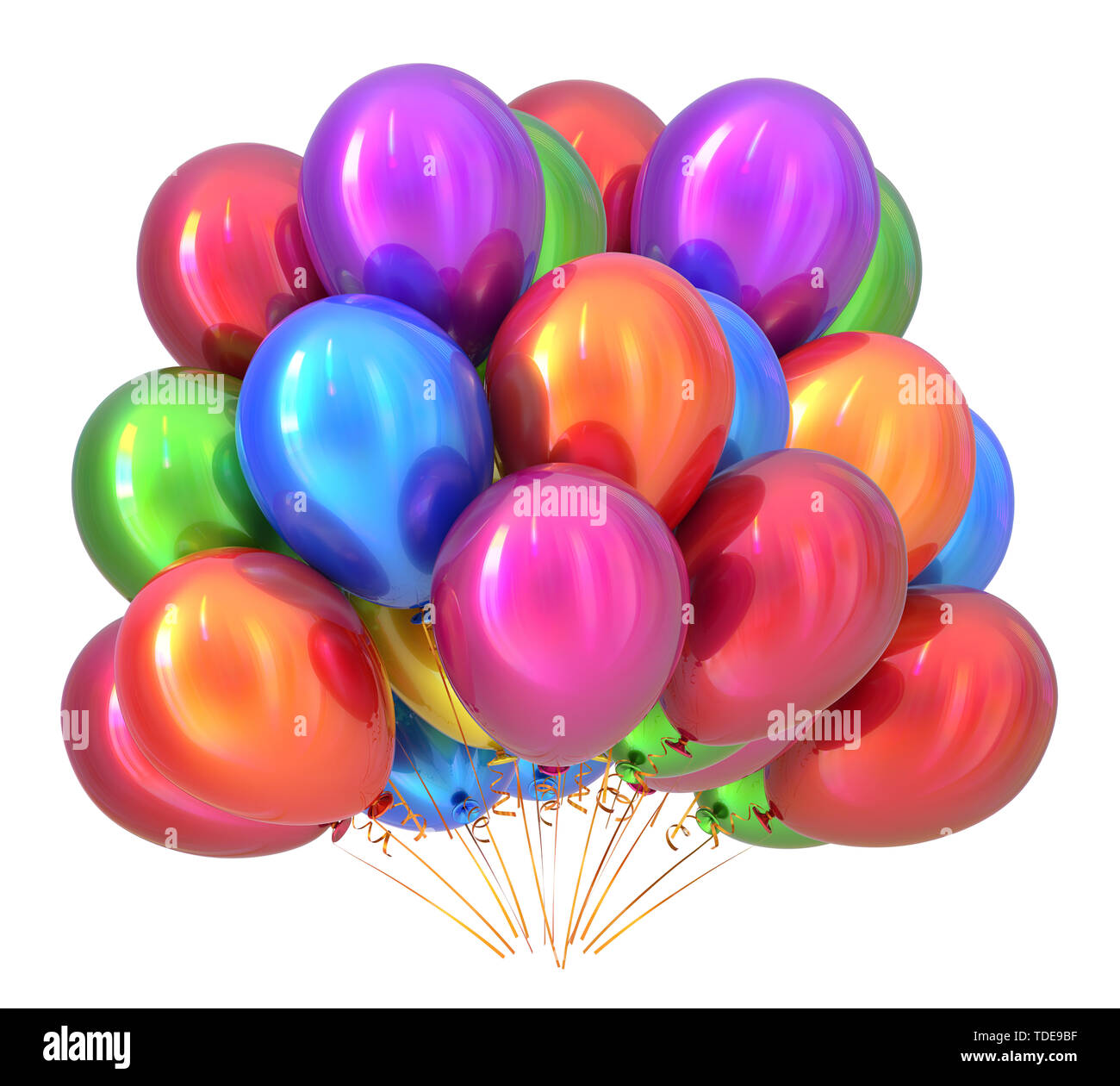 Balloons birthday party decoration multicolored. Colorful balloon bunch ...
