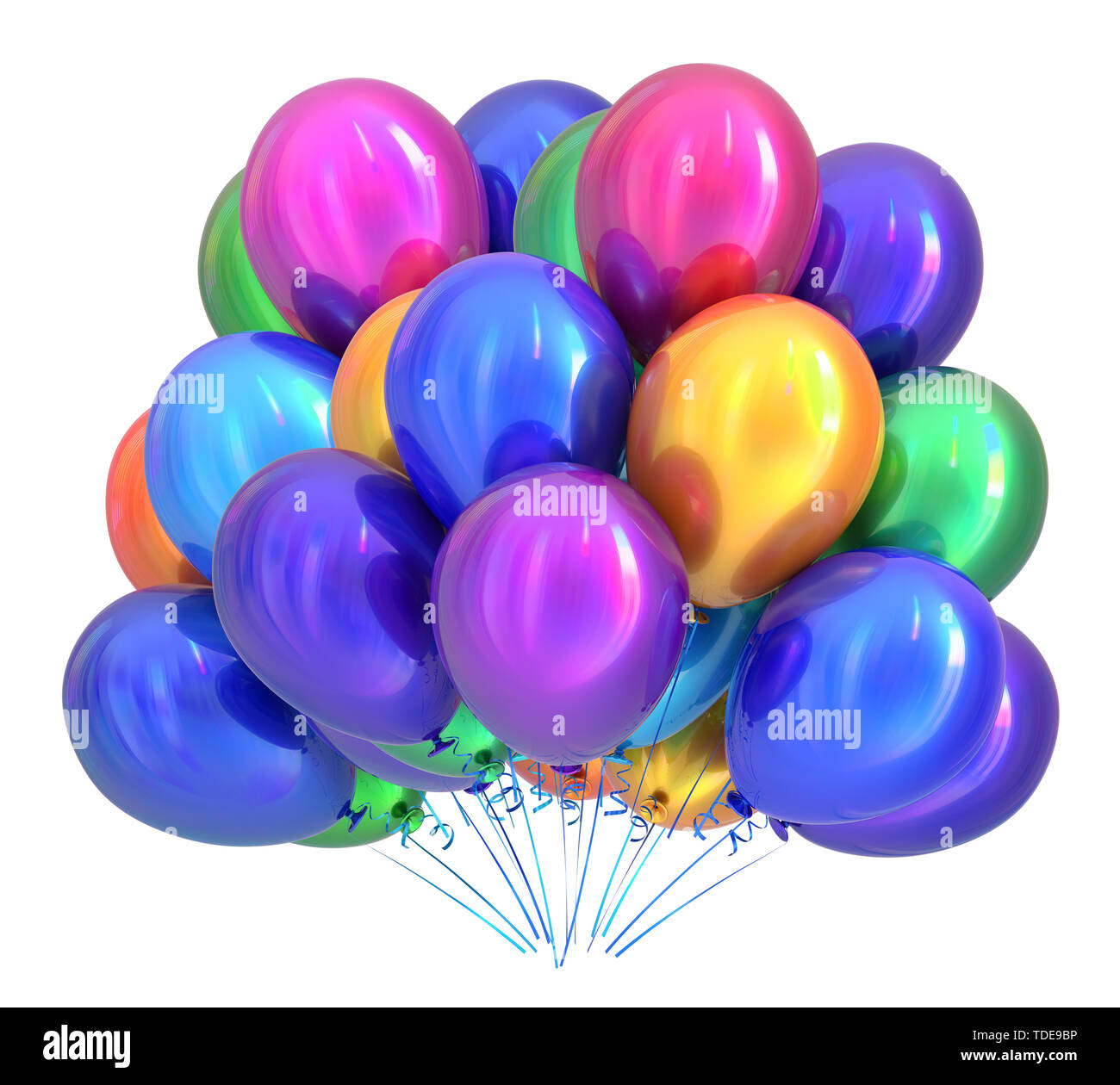 Birthday party balloons decoration multicolor. Balloon bunch colorful ...