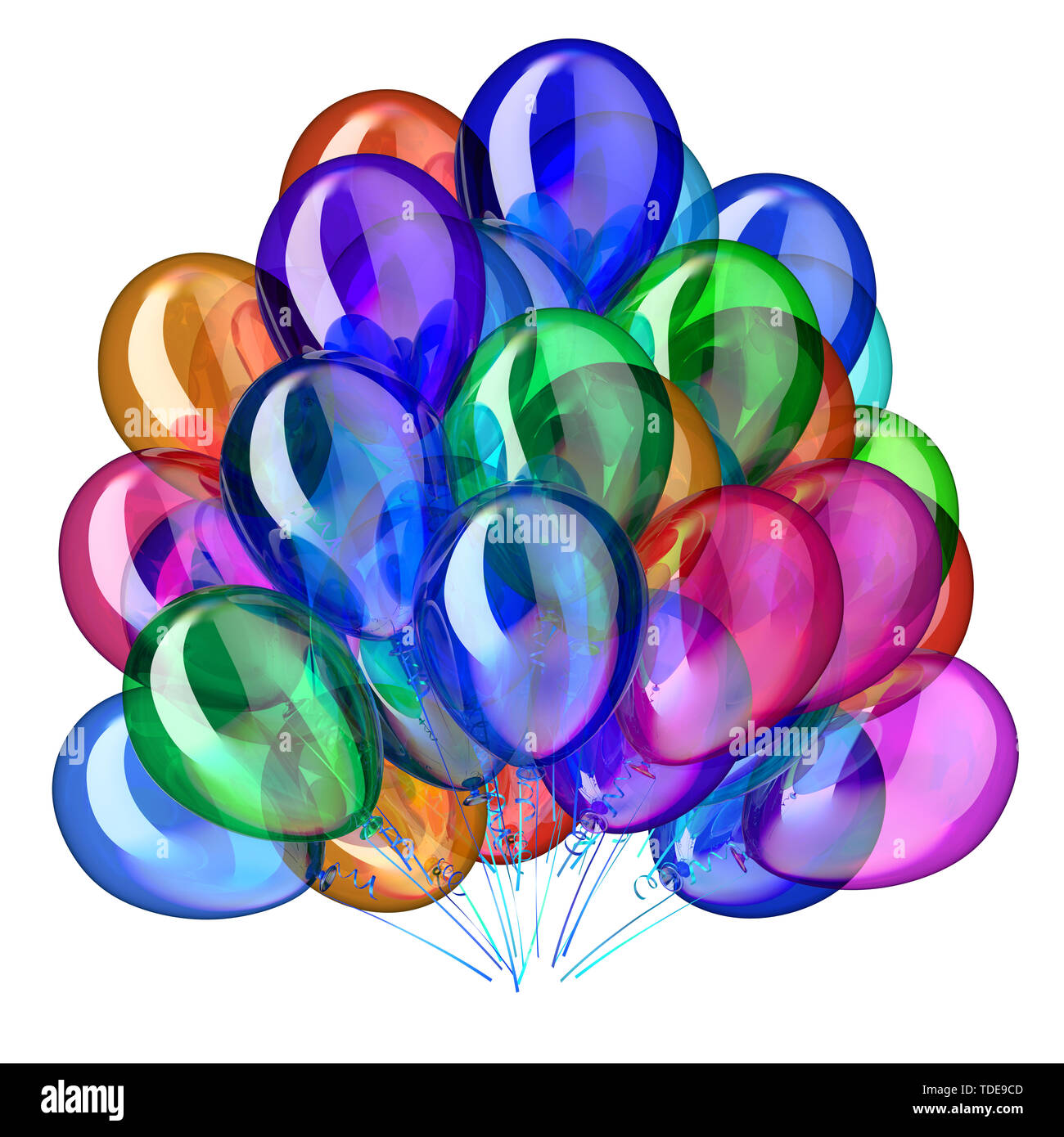 Colorful party balloons, multicolored birthday decoration, helium ...