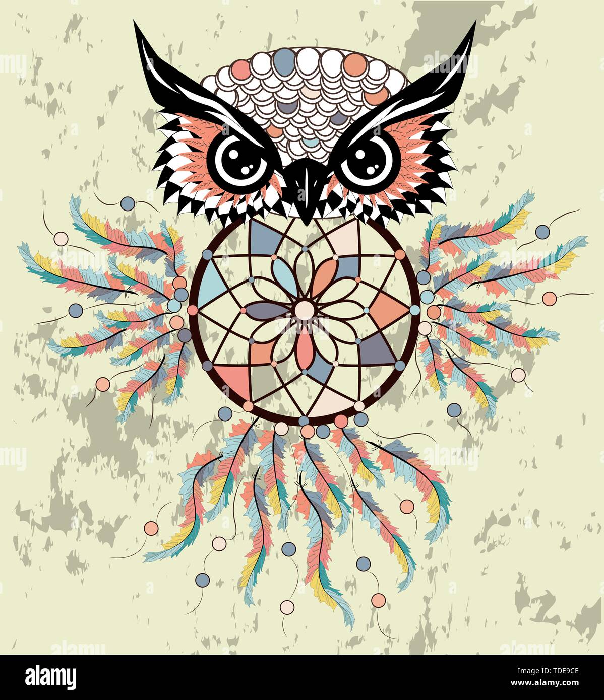 Dreamcatcher with owl. Zentangle. Abstract bird. Mystic symbol ...