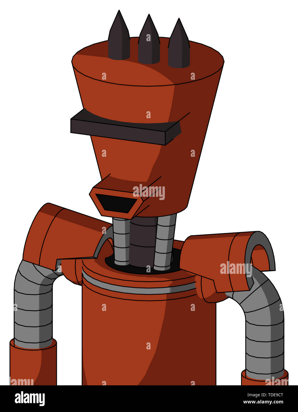 Portrait style orange robot with cylinder-conic head and happy mouth ...