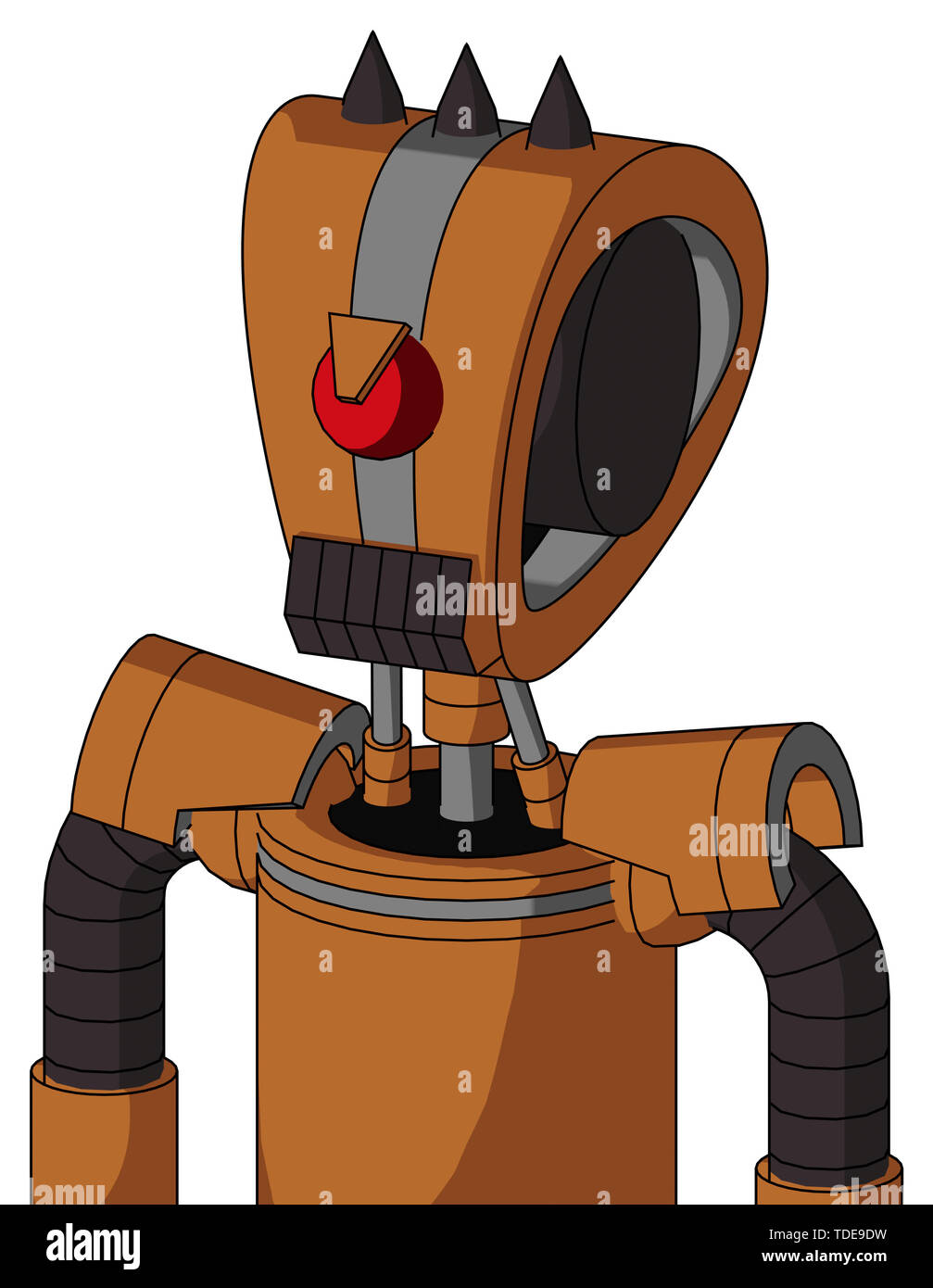 Portrait style orange robot with droid head and dark tooth mouth and ...