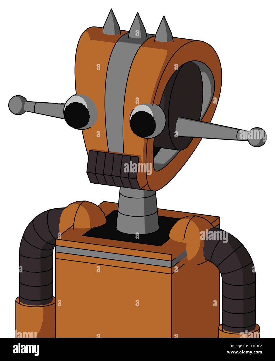 Portrait style orange robot with droid head and dark tooth mouth and ...