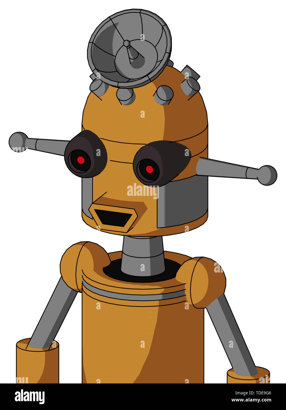 Portrait style peach droid with dome head and happy mouth and black ...