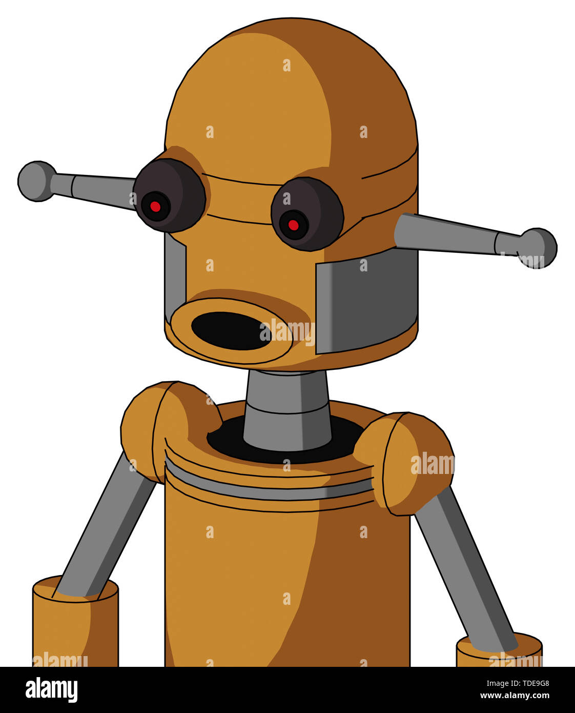 Portrait style peach droid with dome head and round mouth and red eyed ...
