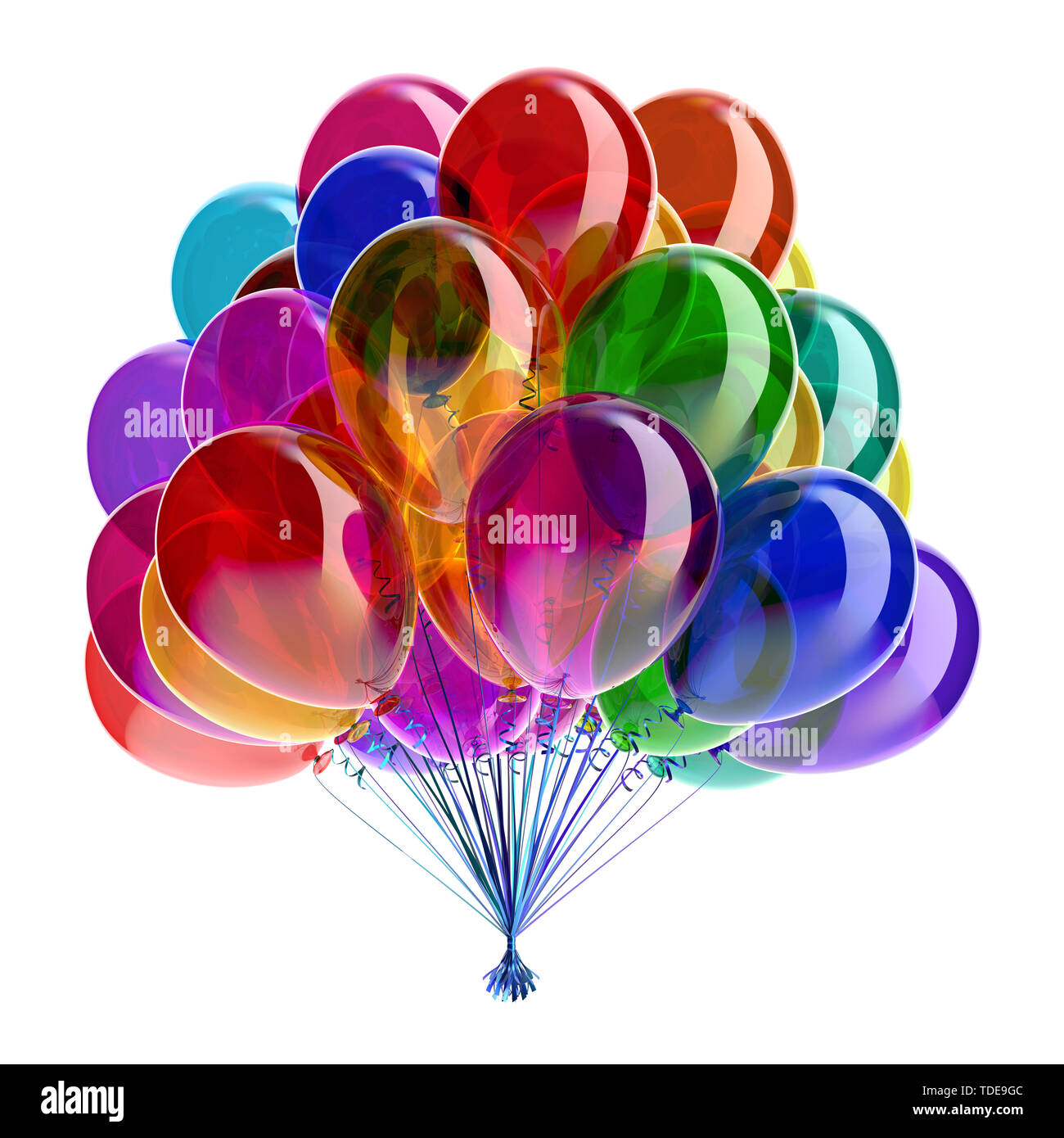Balloons multicolored birthday party glossy decoration. Holiday balloon ...