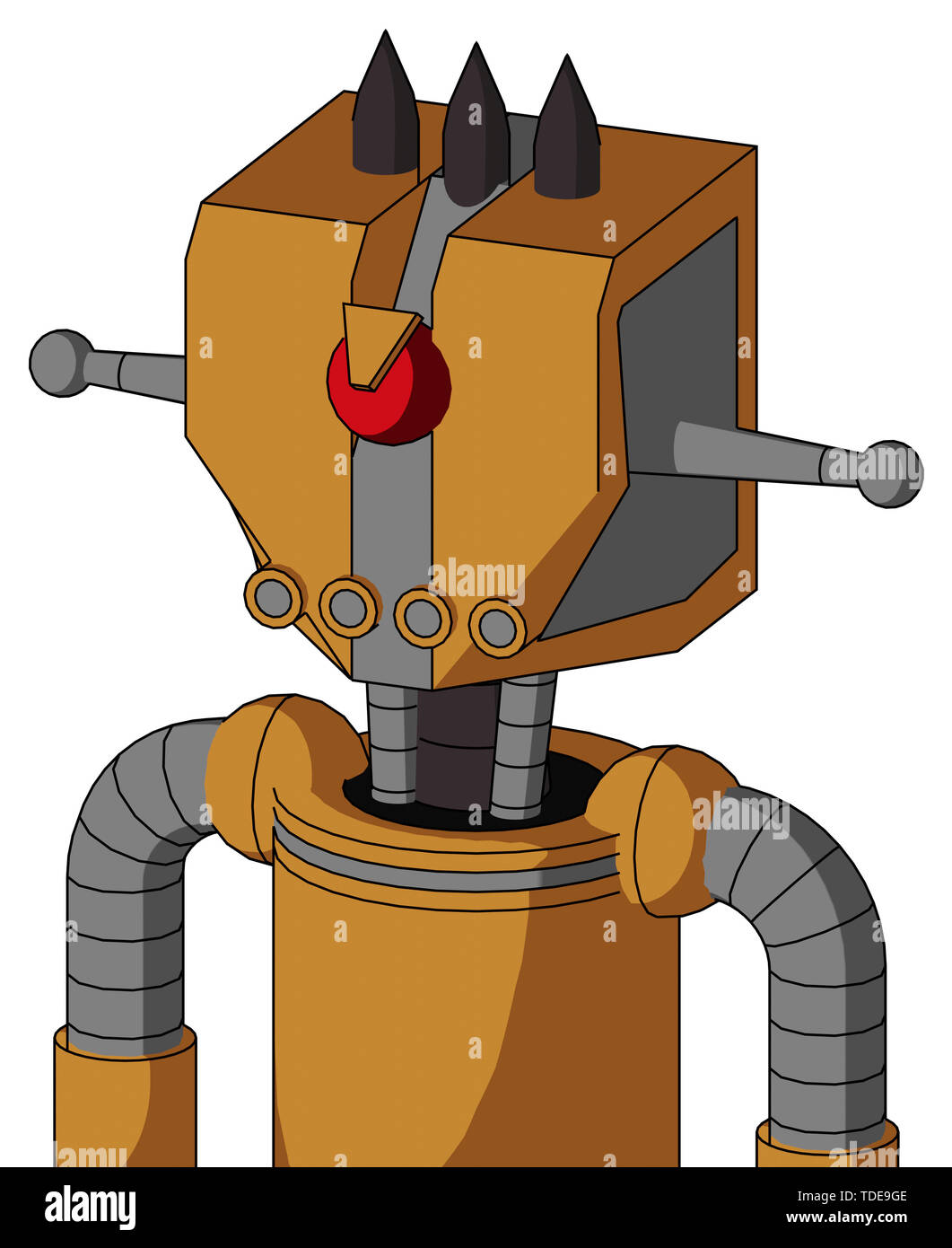 Portrait style peach droid with mechanical head and pipes mouth and ...