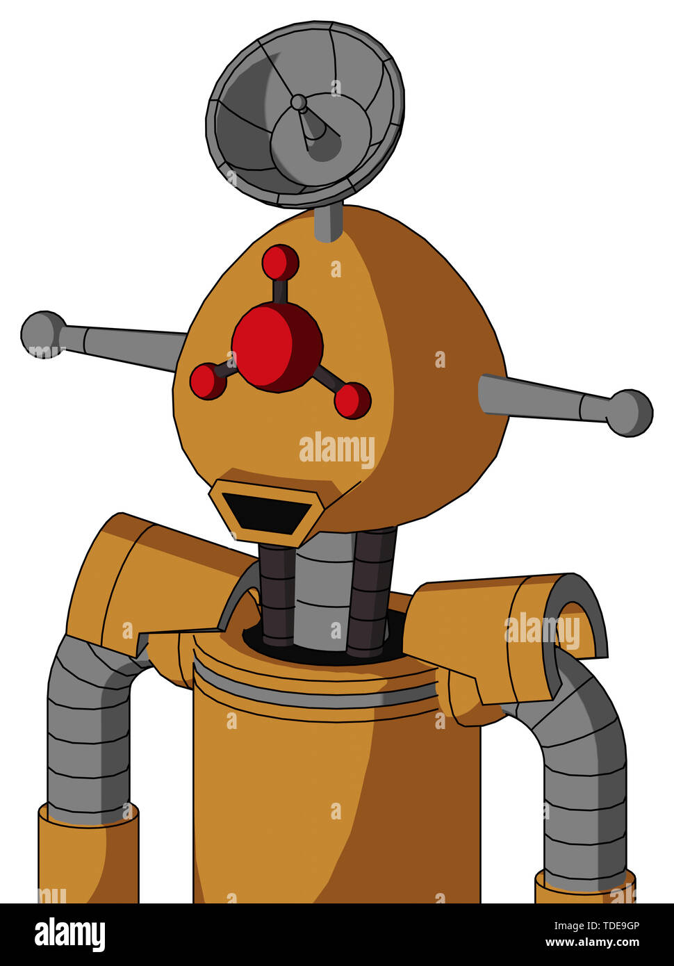 Portrait style peach droid with rounded head and happy mouth and ...