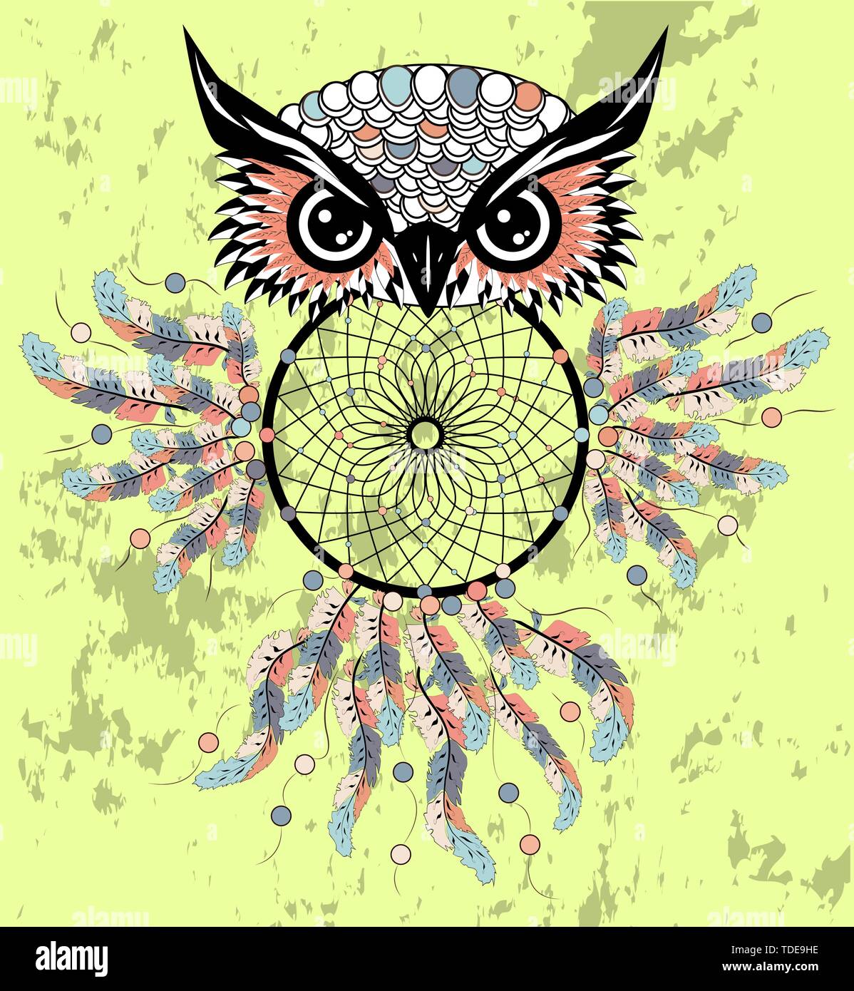 Indian decorative Dream Catcher owl in graphic style Stock Vector Image ...