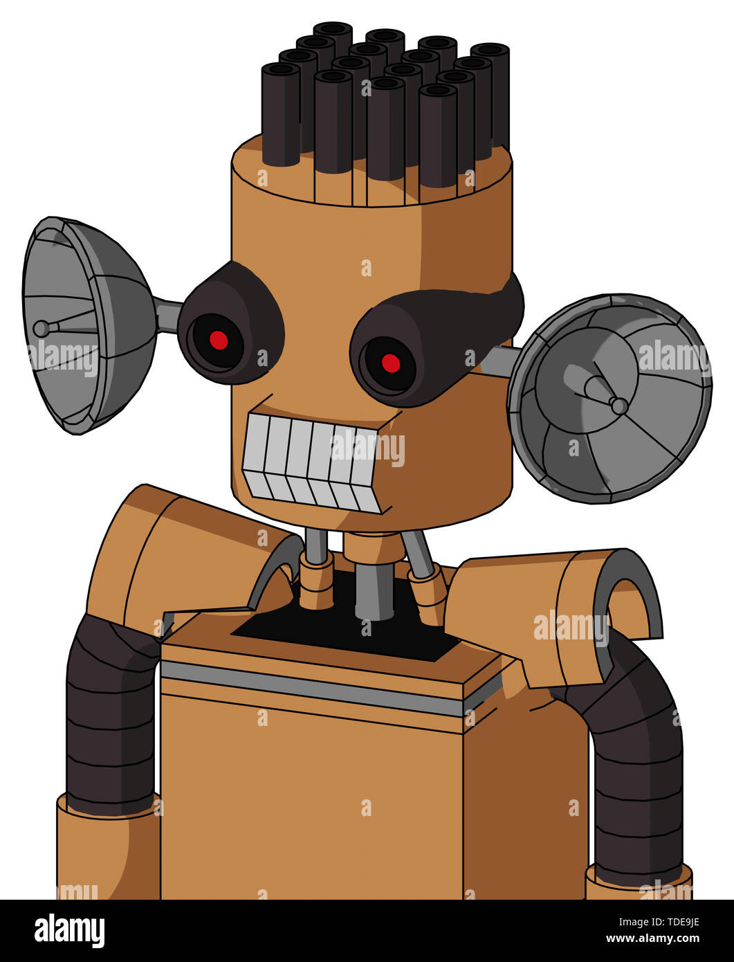 Portrait style peach mech with cylinder head and teeth mouth and black ...